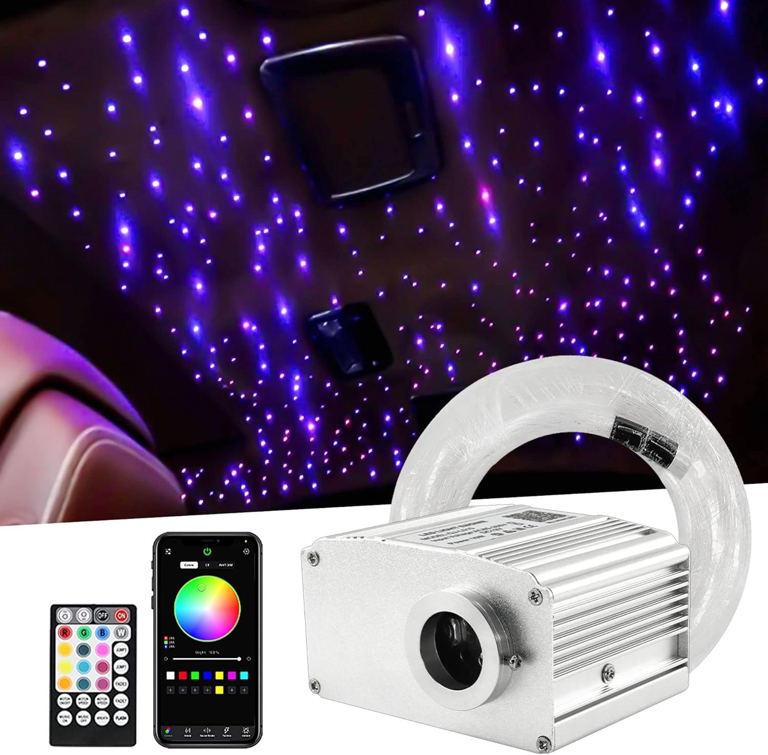 Starlight Headliner Kit, 10W Twinkle Fiber Optic Light Kit for Car Roof ...