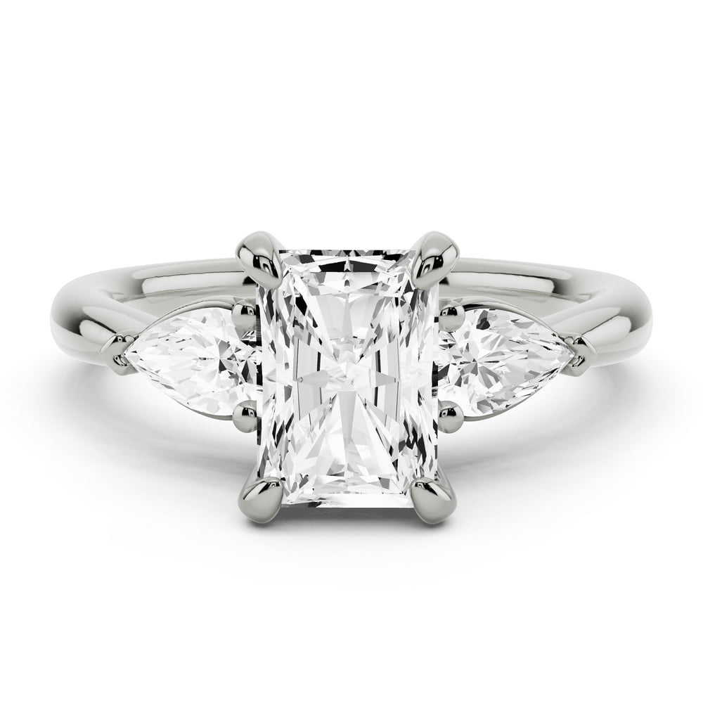 Starlight Jewel 1.81 Ct Radiant Cut Diamond Ring - Solitaire Center with Accent Diamonds - 3 ...