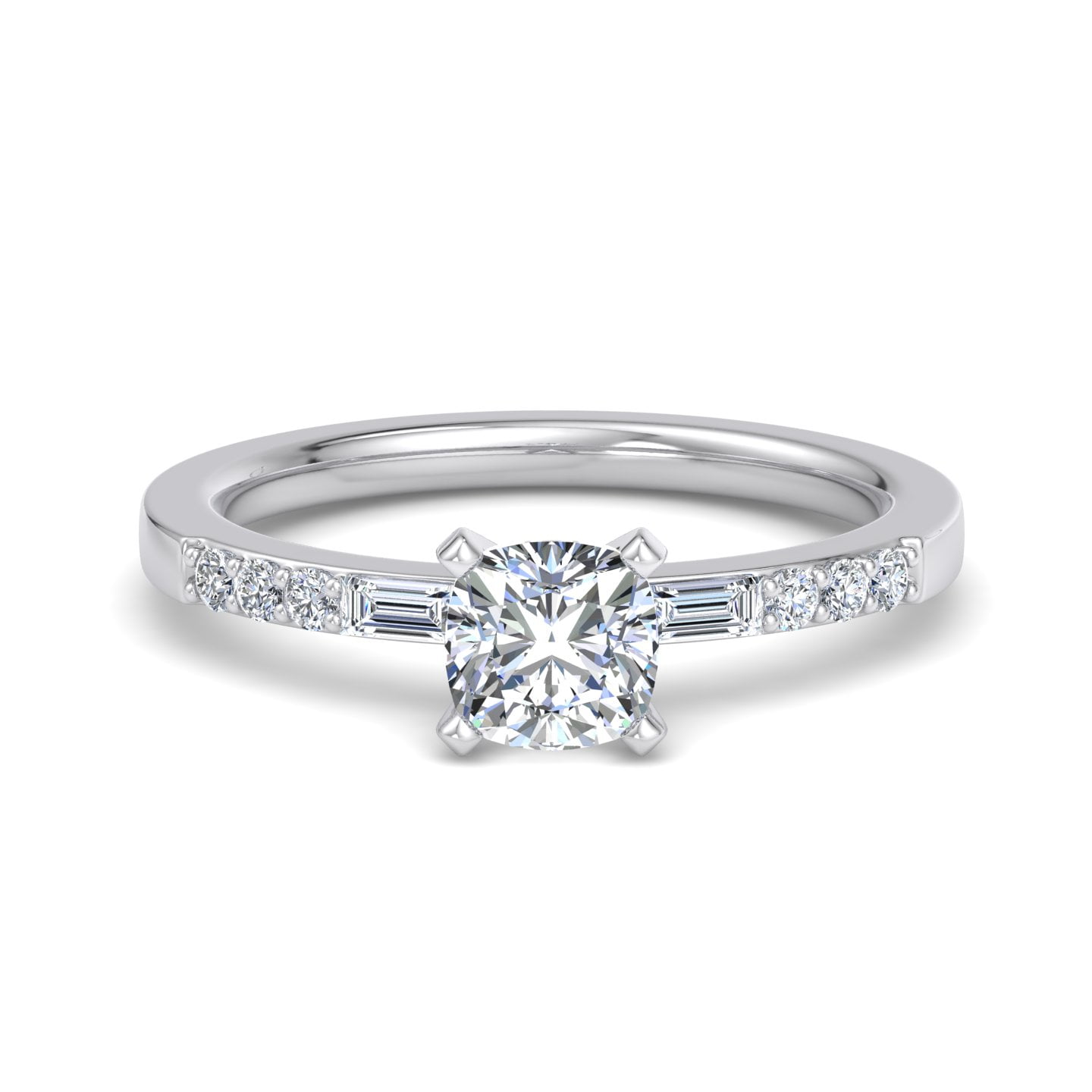 Starlight Jewel 14K White Gold Plated Cushion Cut Engagement Ring - 1. ...