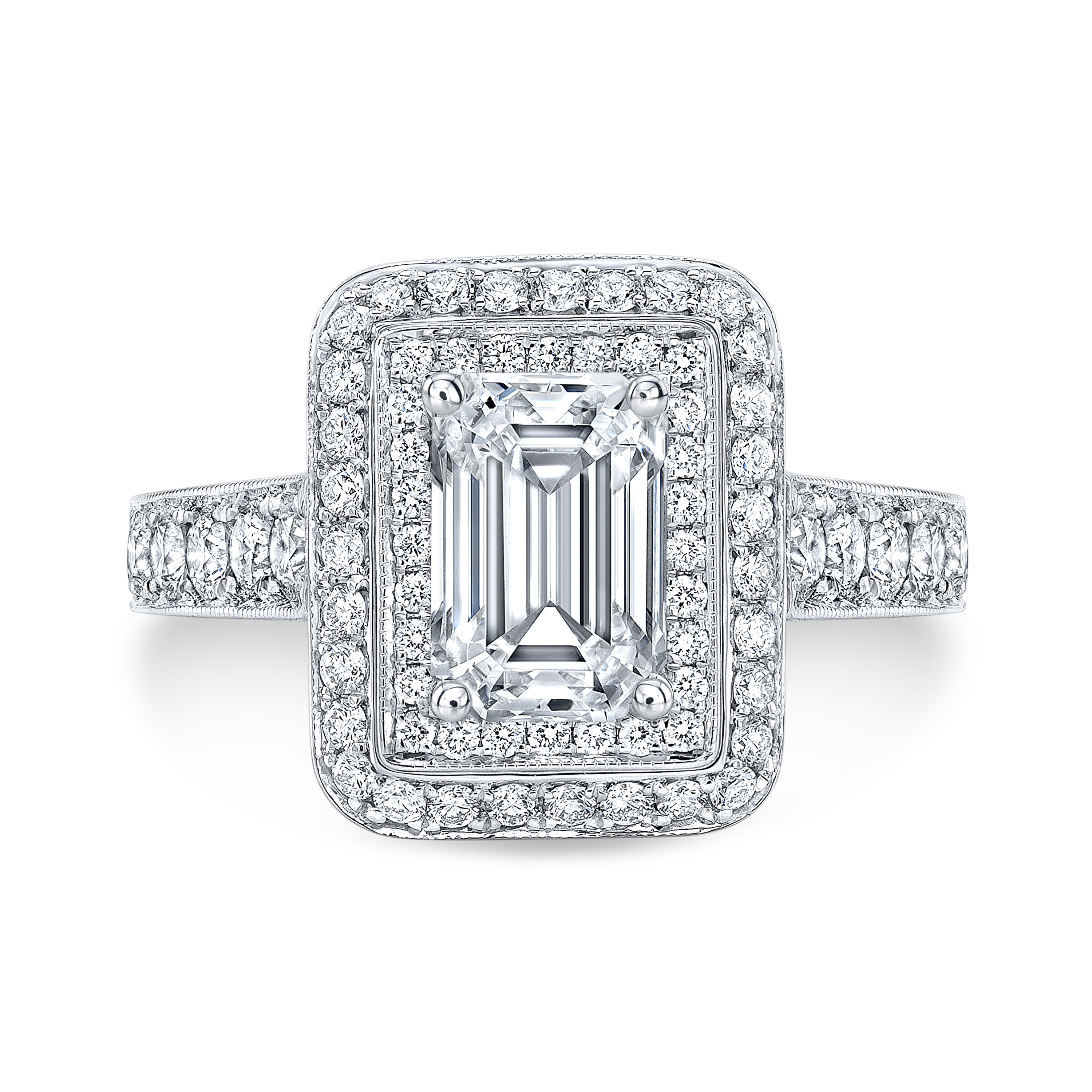 Starlight Jewel 14K White Gold Over Ring for Her - 2.1 Ct Emerald Cut ...
