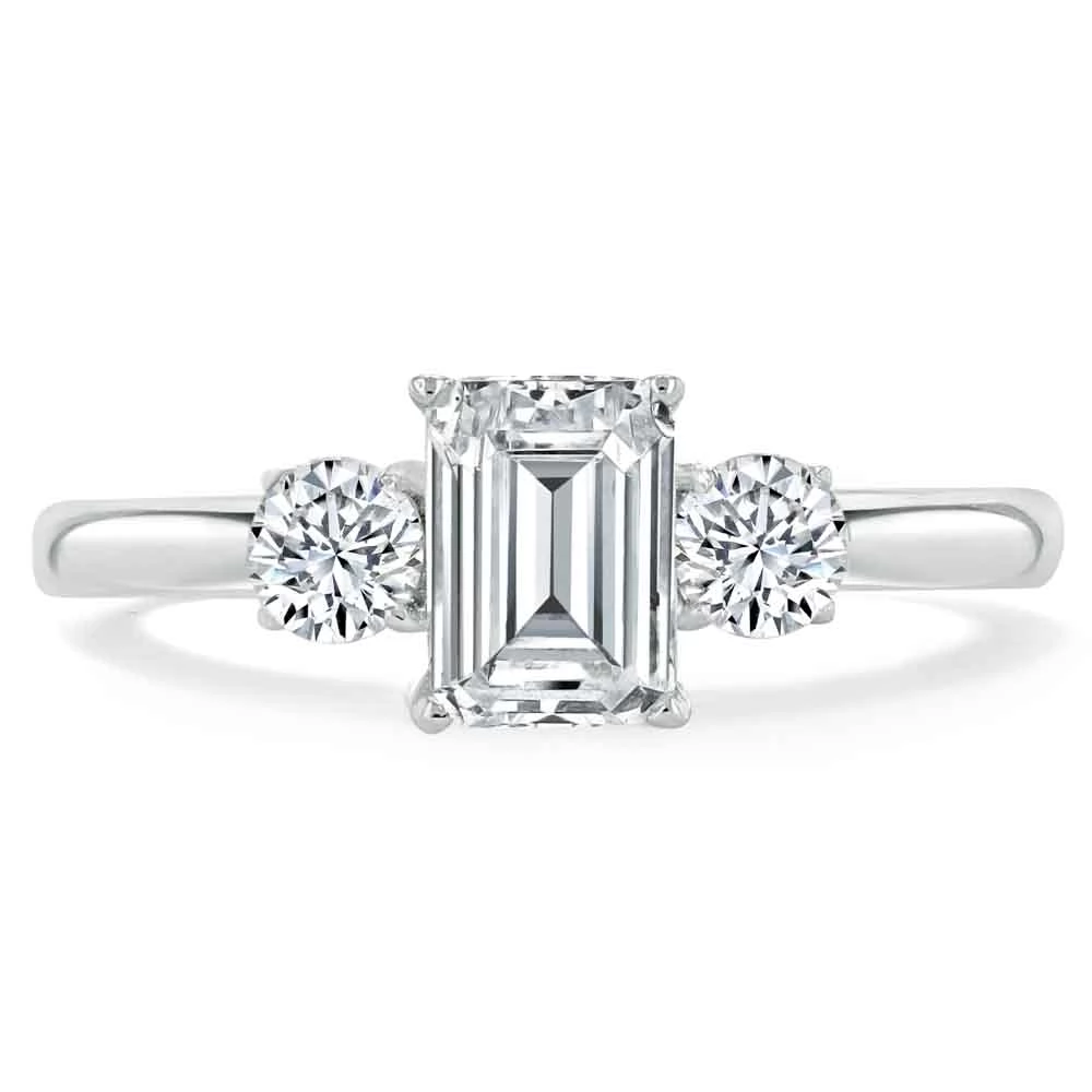 Starlight Jewel 14K White Gold Over Ring for Her - 2.1 Ct Emerald Cut ...