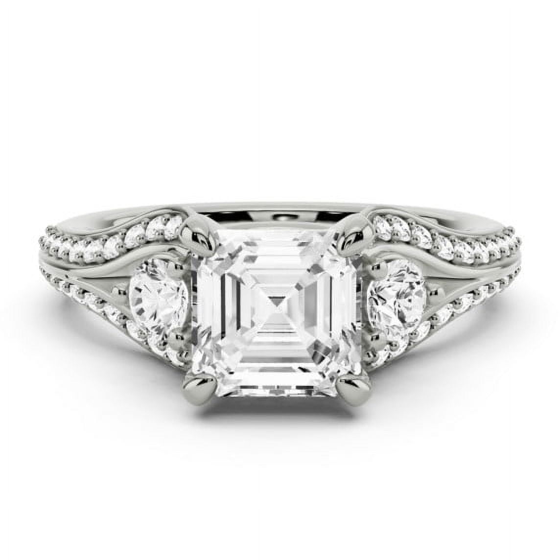 Starlight Jewel 2.02 Ct Asscher Cut Engagement Ring - 14K White Gold Plated Solitaire Style with ...