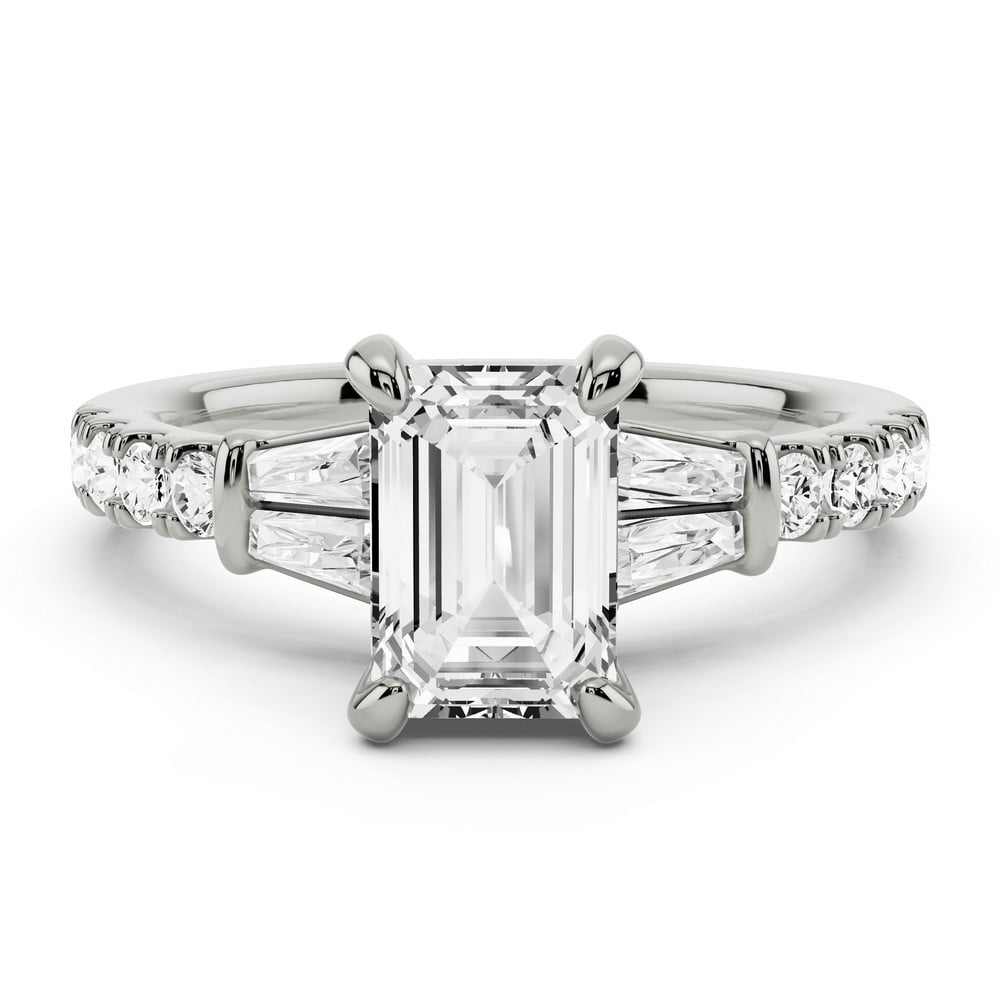 Starlight Jewel 2.13 Ct Emerald Cut Lab-Created Simulated Diamond Halo ...