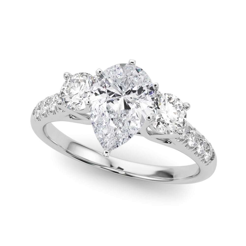 Starlight Jewel 2.13 Ct Pear Cut Solitaire Engagement Ring with Accent ...