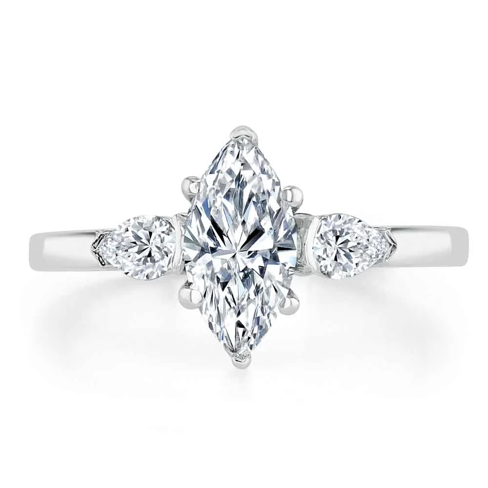 Starlight Jewel 2.14 Ct Marquise Cut Lab Created Diamond Three Stone ...