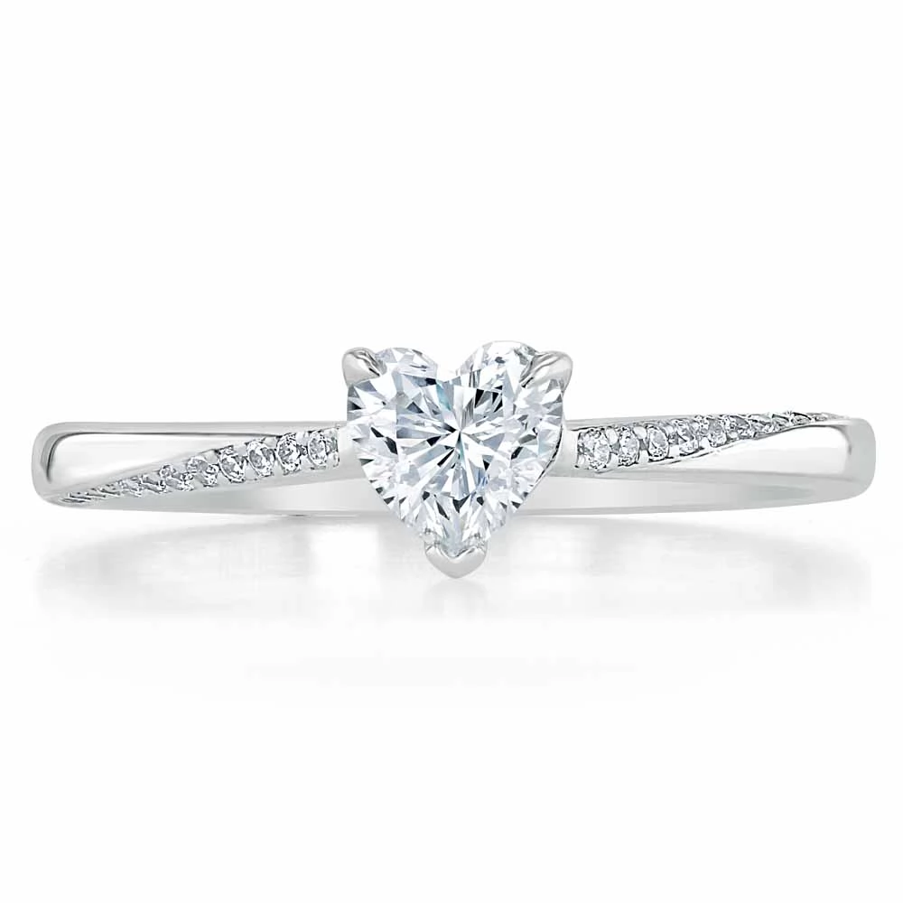 Starlight Jewel Lab Diamond Heart Cut 1.8 Ct Wedding Ring - 14K White ...