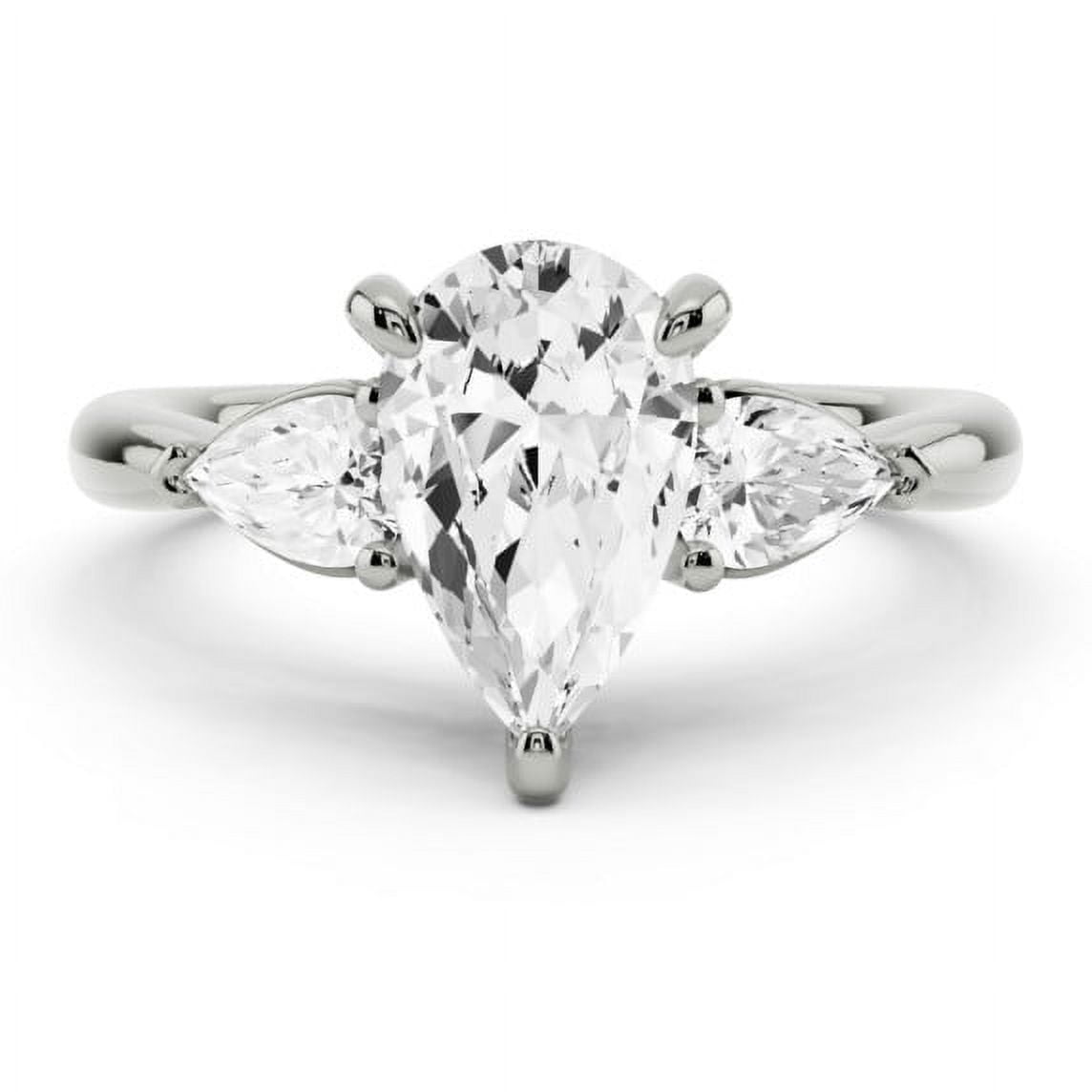 Starlight Jewel Pear Cut Solitaire Diamond Ring - 1.81 Ct Lab-Created Diamond with Accent ...
