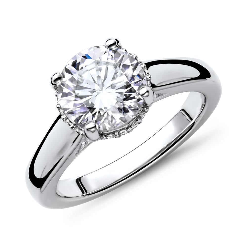Starlight Jewel Stunning 2 Ct Round Cut Hidden Halo Engagement Ring ...