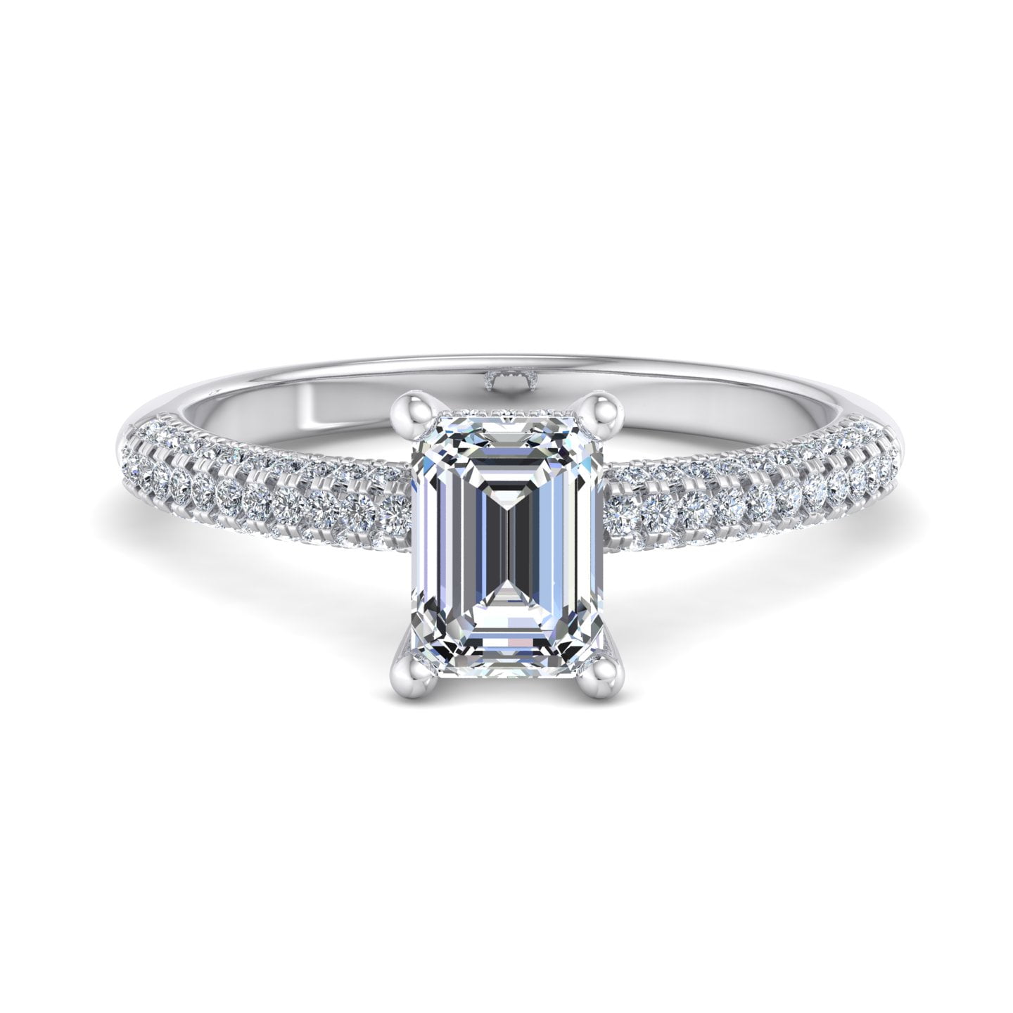 Starlight Jewelry 1.7 Ct Emerald Cut Moissanite Engagement Band - 14K ...