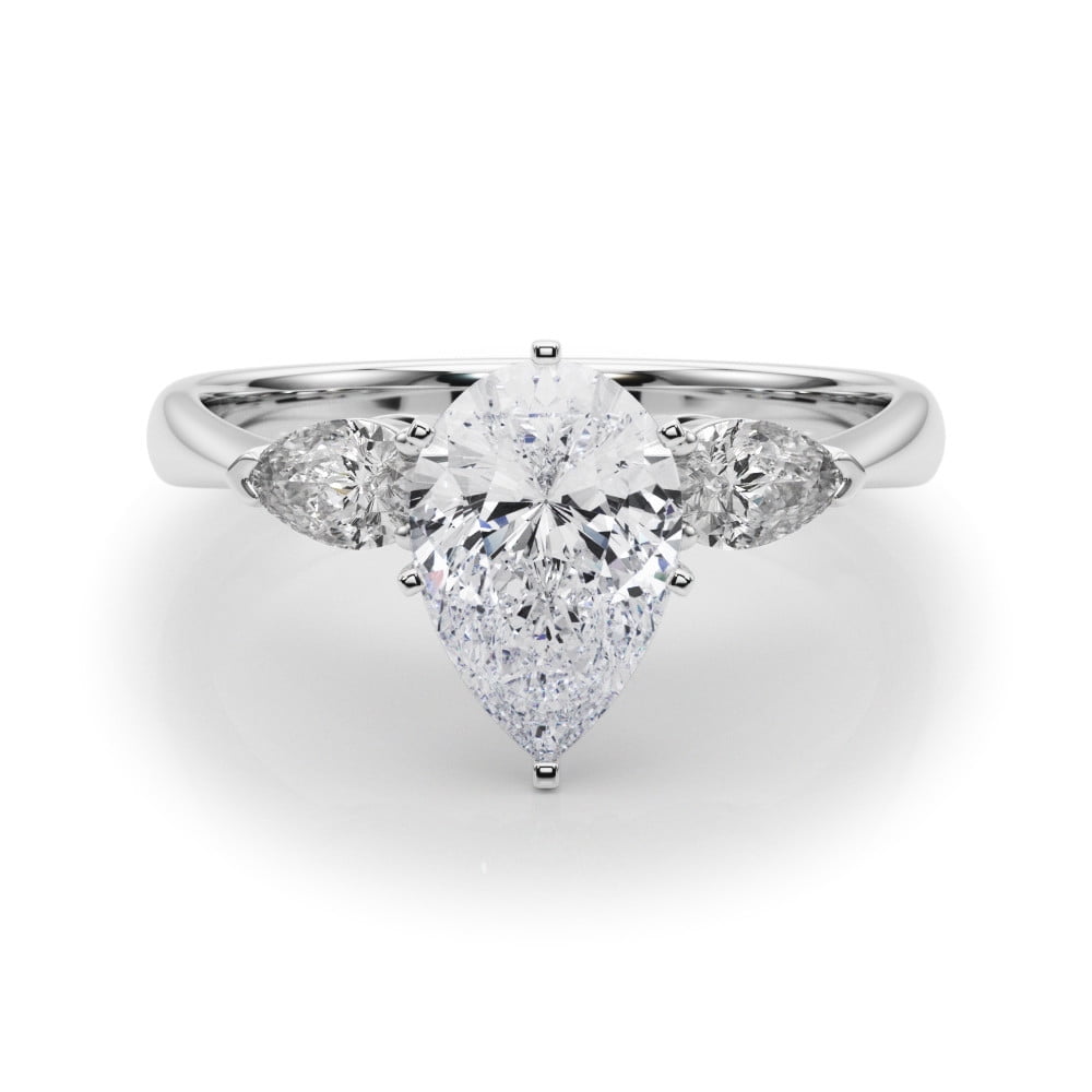 Starlight Jewelry 1.7 Ct Pear Moissanite Engagement Ring - Three Stone ...