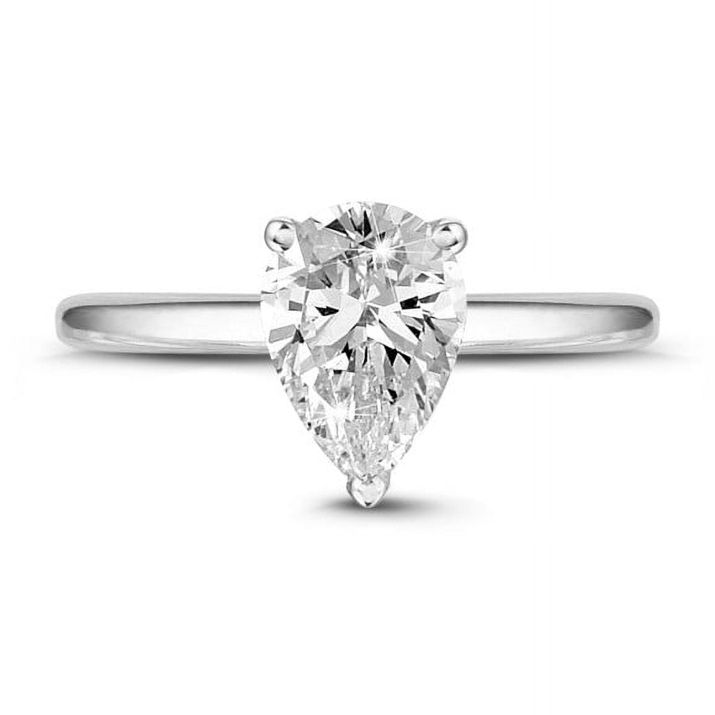 Starlight Jewelry 1.81 Ct Pear Moissanite Ring - 14K White Gold Plated ...