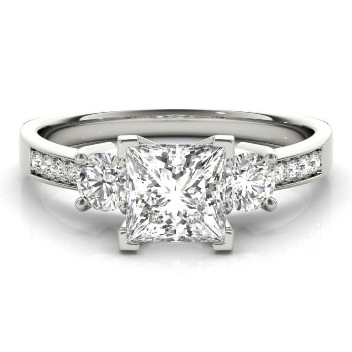 Starlight Jewelry 1.92 Ct Princess Cut Moissanite Engagement Ring - Sparkling Three Stone and ...