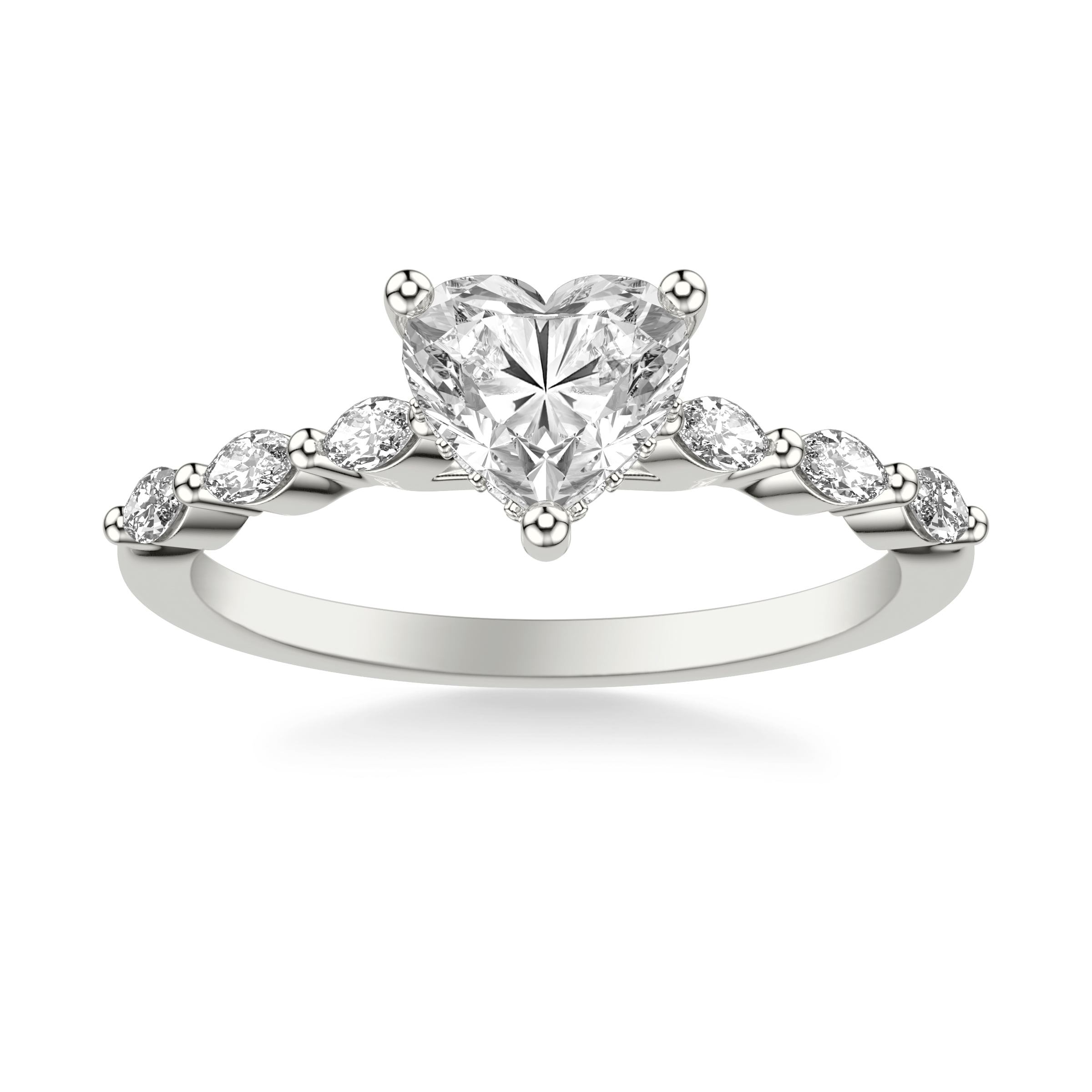 Starlight Jewelry 14K White Gold Plated 1.81 Ct Heart Cut Engagement ...