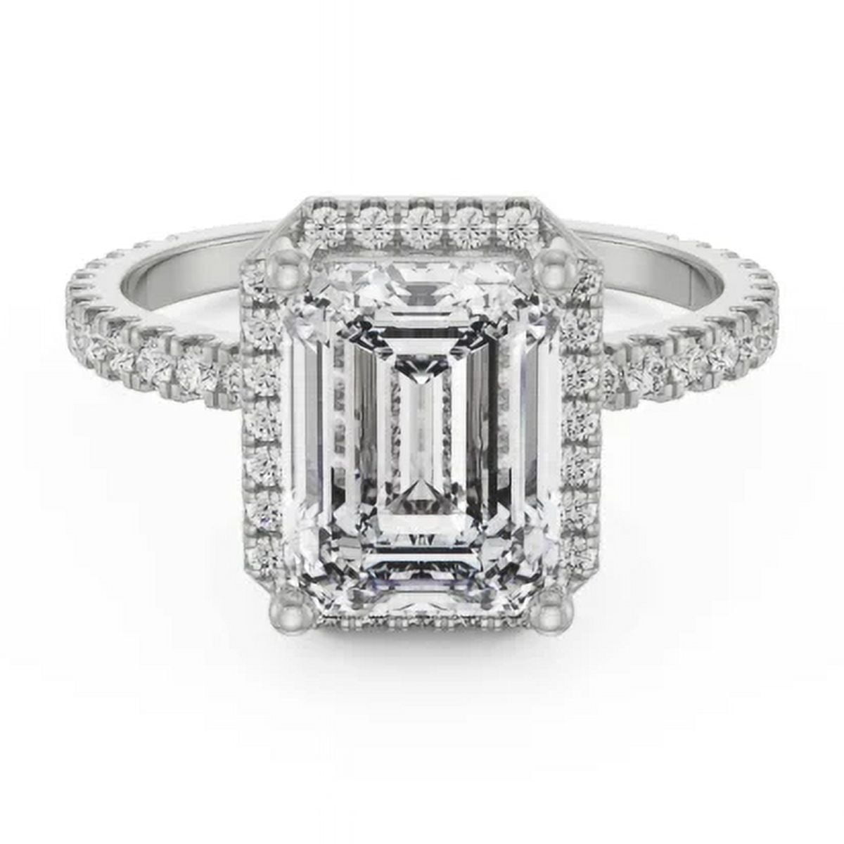 Starlight Jewelry 14K White Gold Plated Ring - 1.92 Ct Emerald Cut ...