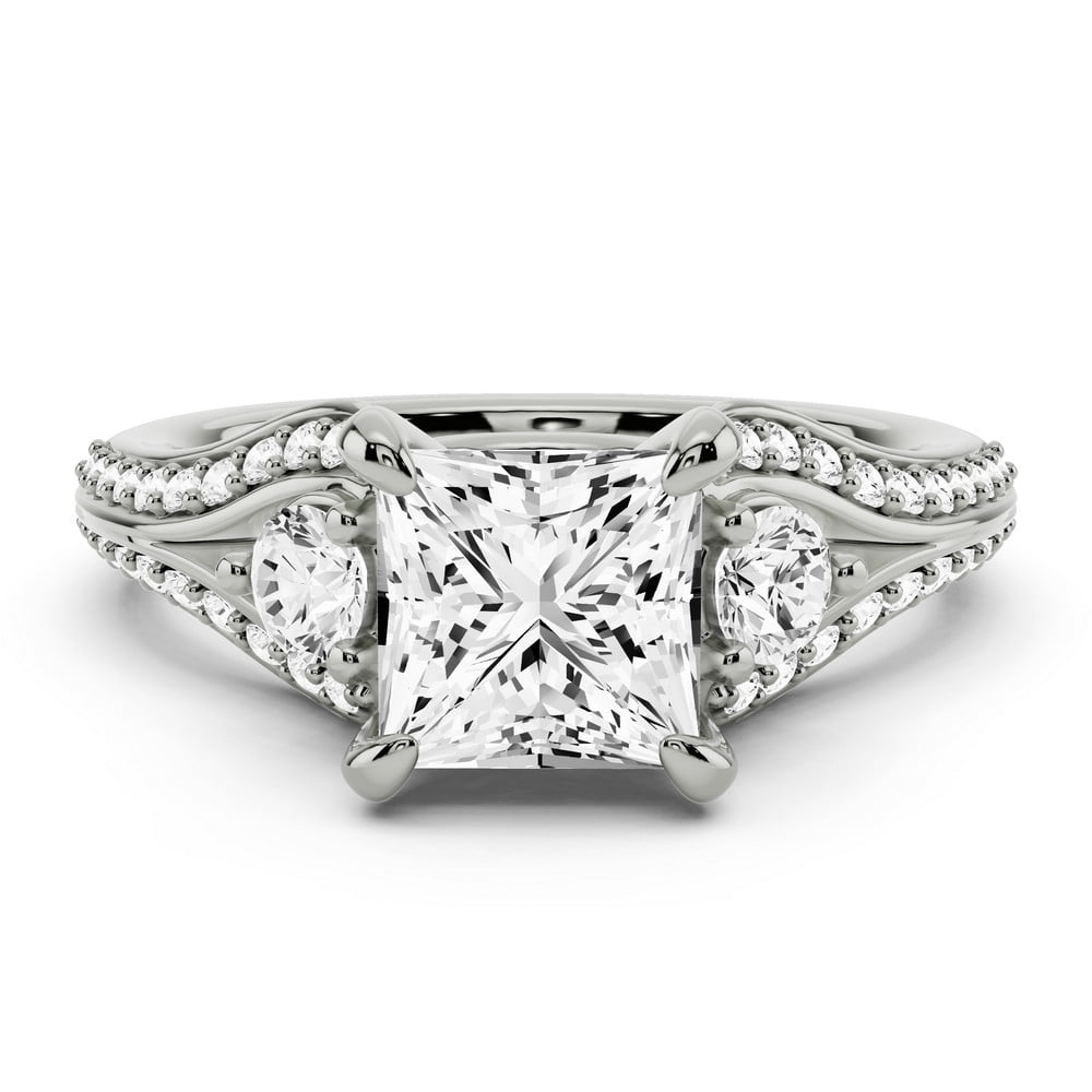 Starlight Jewelry 2.02 Ct Princess Cut Solitaire Ring - 14K White Gold ...