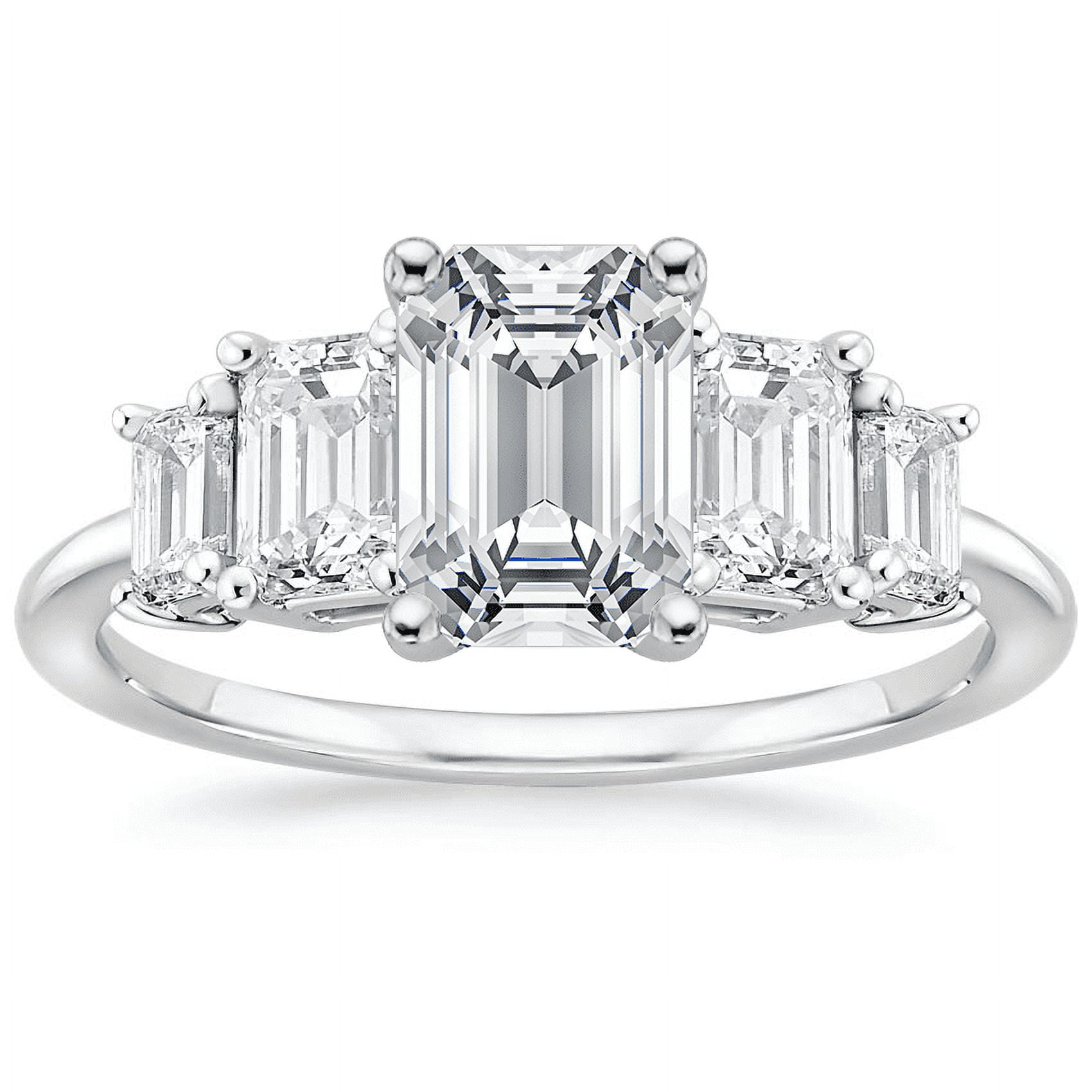 Starlight Jewelry 2.13 Ct Emerald Cut Moissanite Ring - 14K White Gold ...