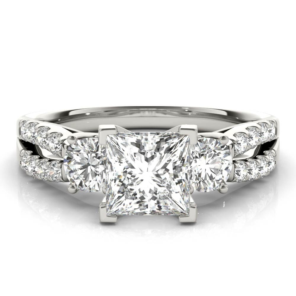 Starlight Jewelry 2.13 Ct Princess Cut Moissanite Engagement Ring ...