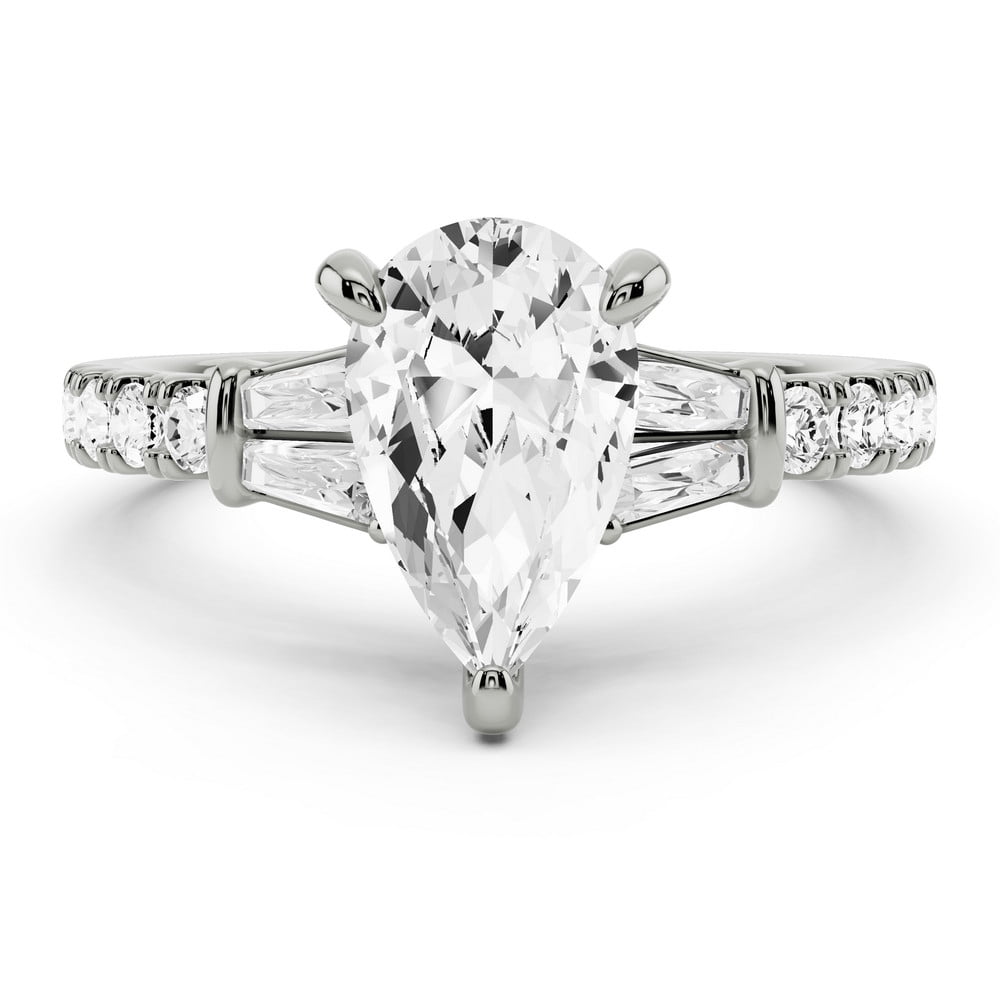 Starlight Jewelry 2.24 Ct Pear Cut Moissanite Halo Engagement Ring ...