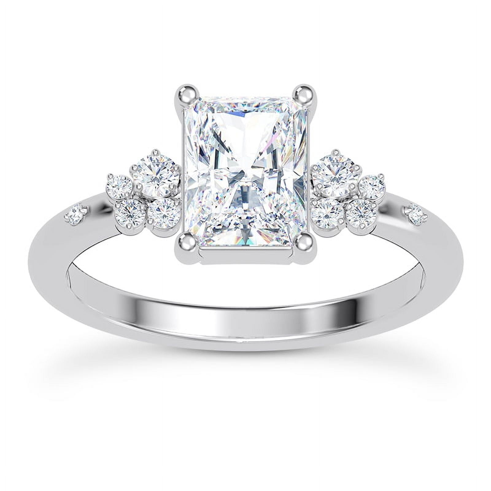 Starlight Jewelry 2.34 Ct Radiant Cut Lab Moissanite Ring - 14K White ...