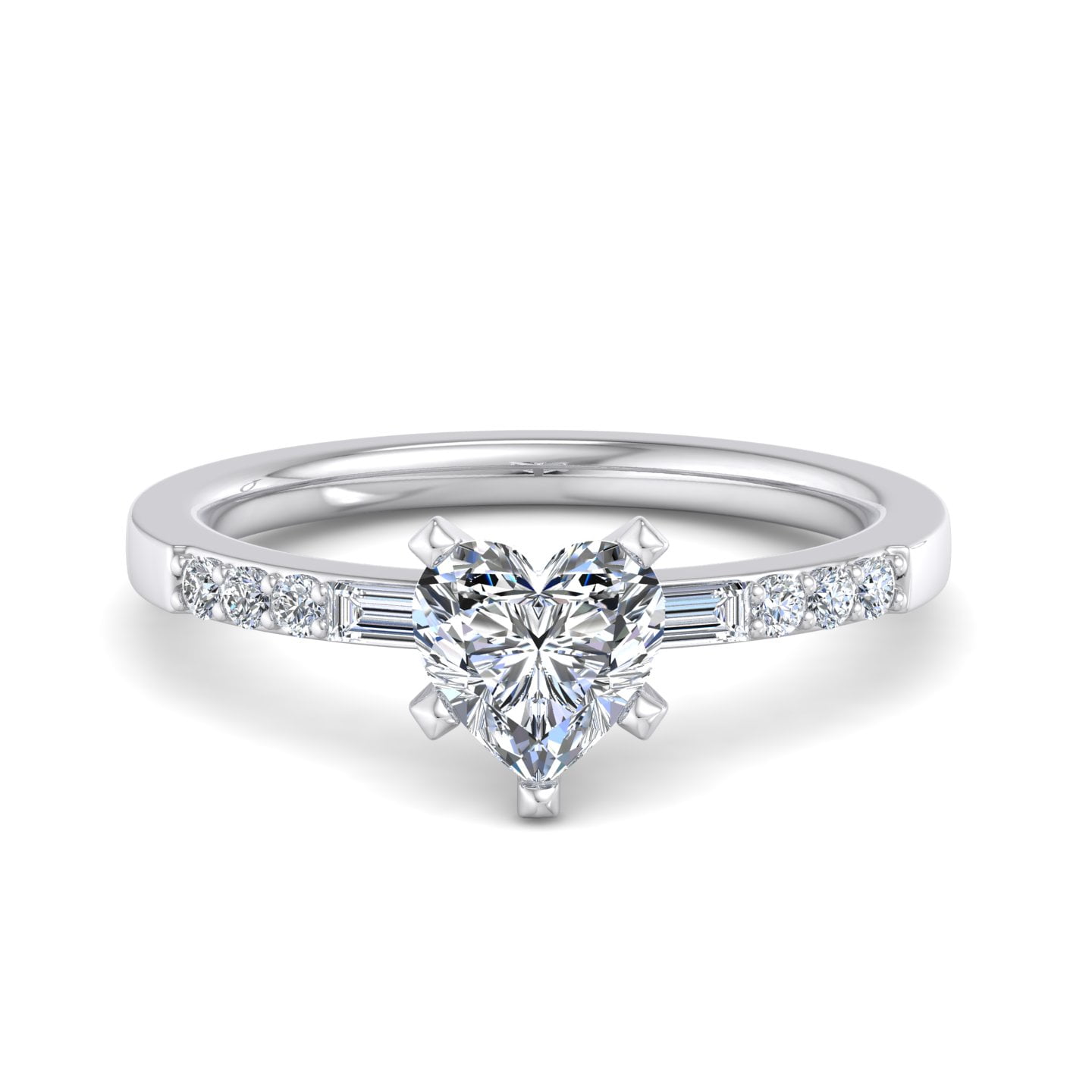 Starlight Jewelry Heart Shaped 2.02 Ct Engagement Ring - 14K White Gold ...