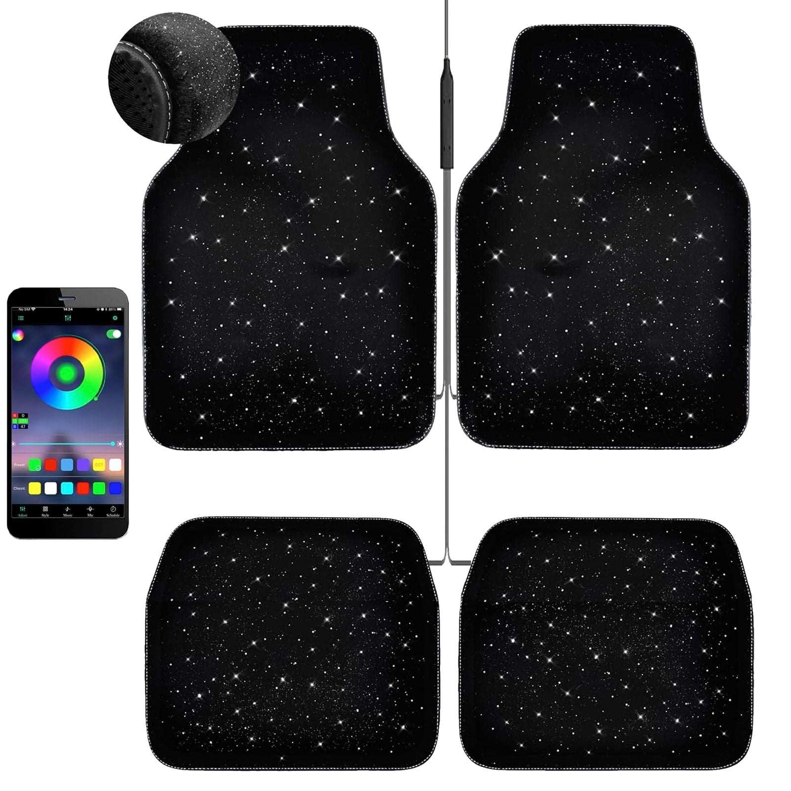 Starlight LED Car Floor Mats Universal RGB Luminous Car Carpet with ...