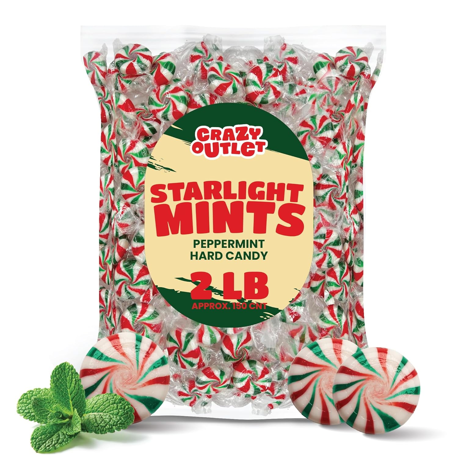 Starlight Mints Peppermint Pinwheel Hard Candy, Bulk Pack 2 Pounds ...