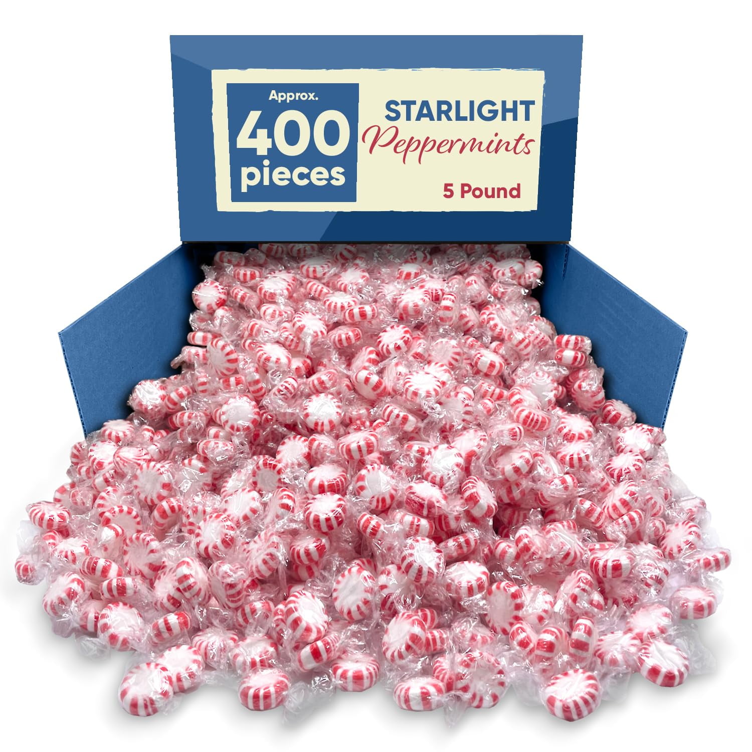 Starlight Peppermint Bulk Candy - 5 Pounds Approx 400 Pieces - Bulk ...