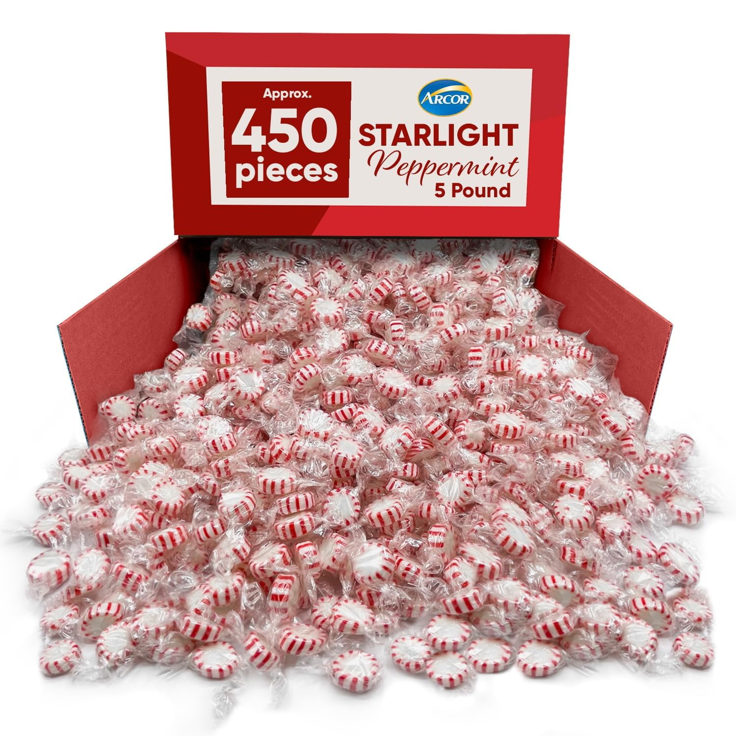 Starlight Peppermint Candy Bulk MFF30 - 5 Pounds Approx 450 Candies - Hard Candy Individually ...