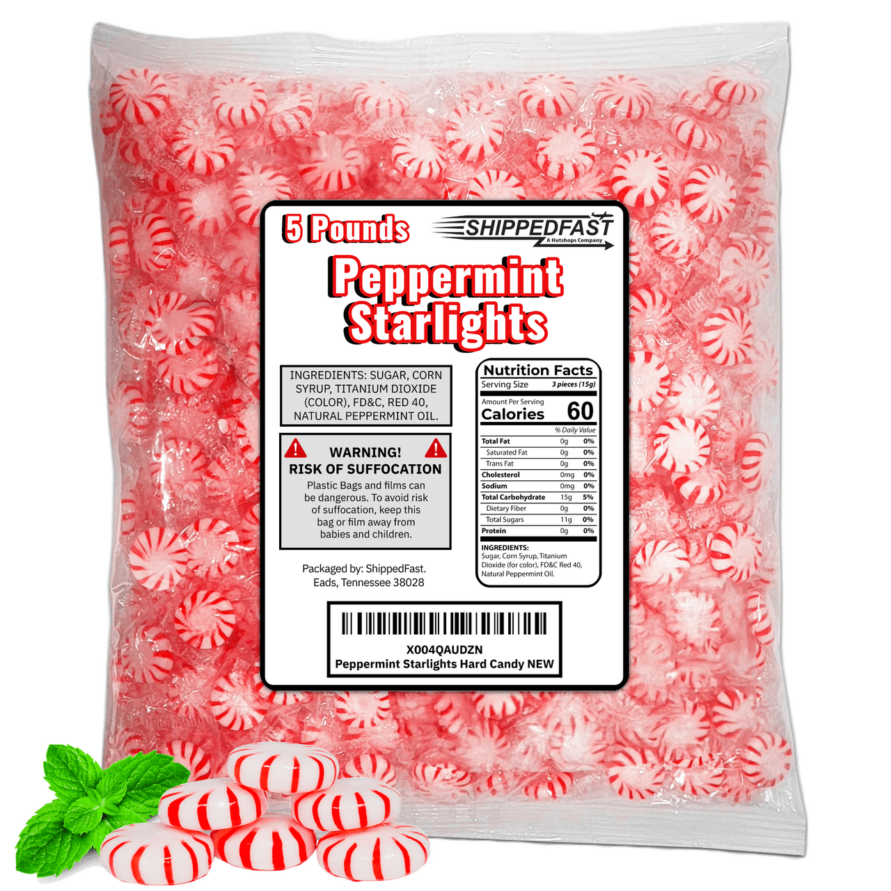 Starlight Peppermint Candy Mint Disc 5 Pounds Individually Wrapped ...
