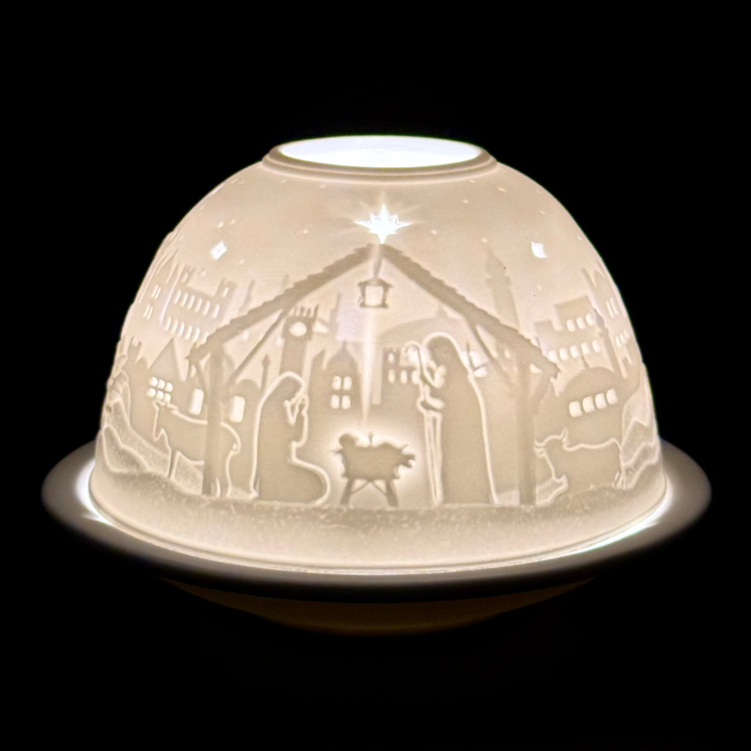 Starlight Porcelain Votive Light Bethlehem Nativity Scene Glowing ...