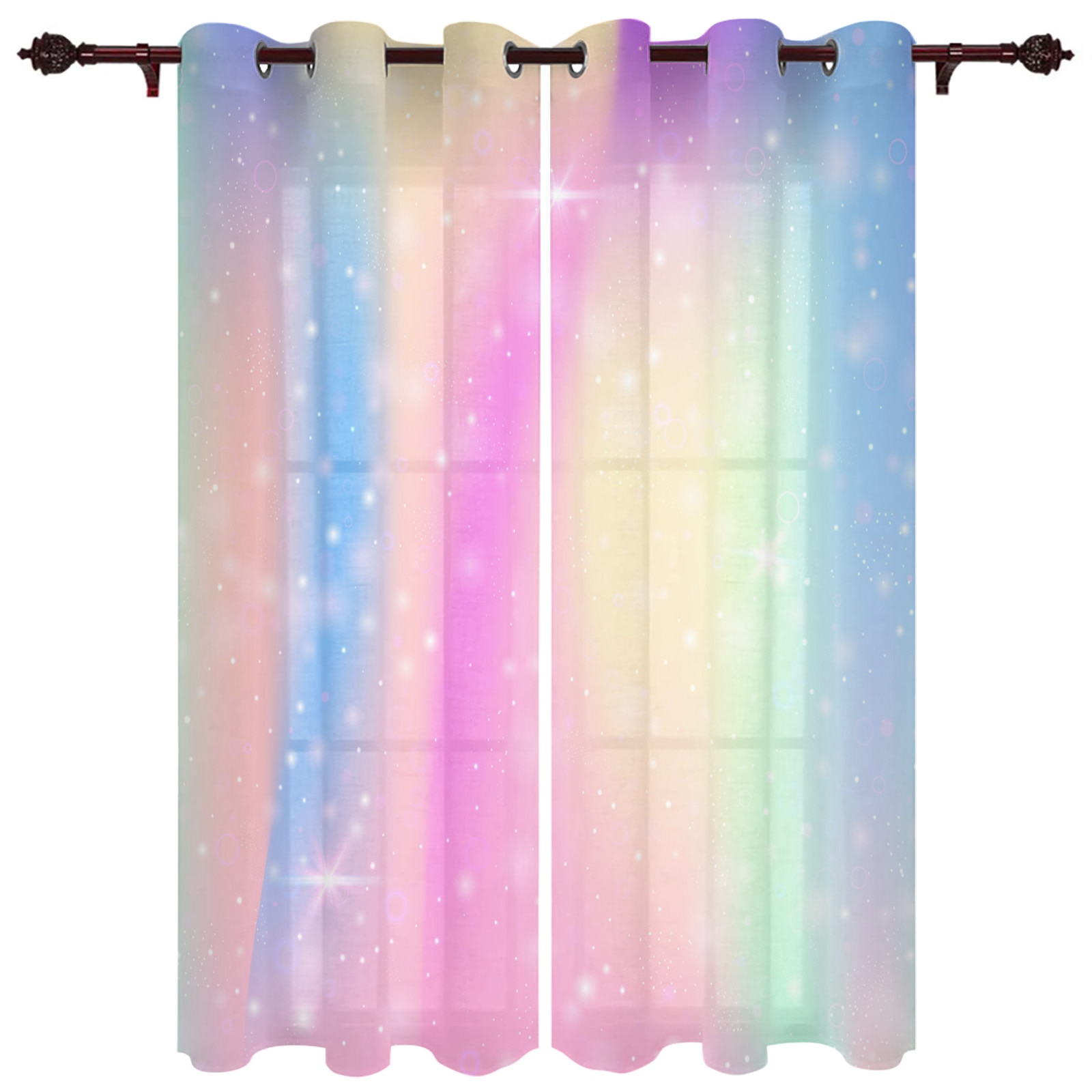 Starlight Rainbow Spots Large Curtains For Living Dining Modern Simple ...