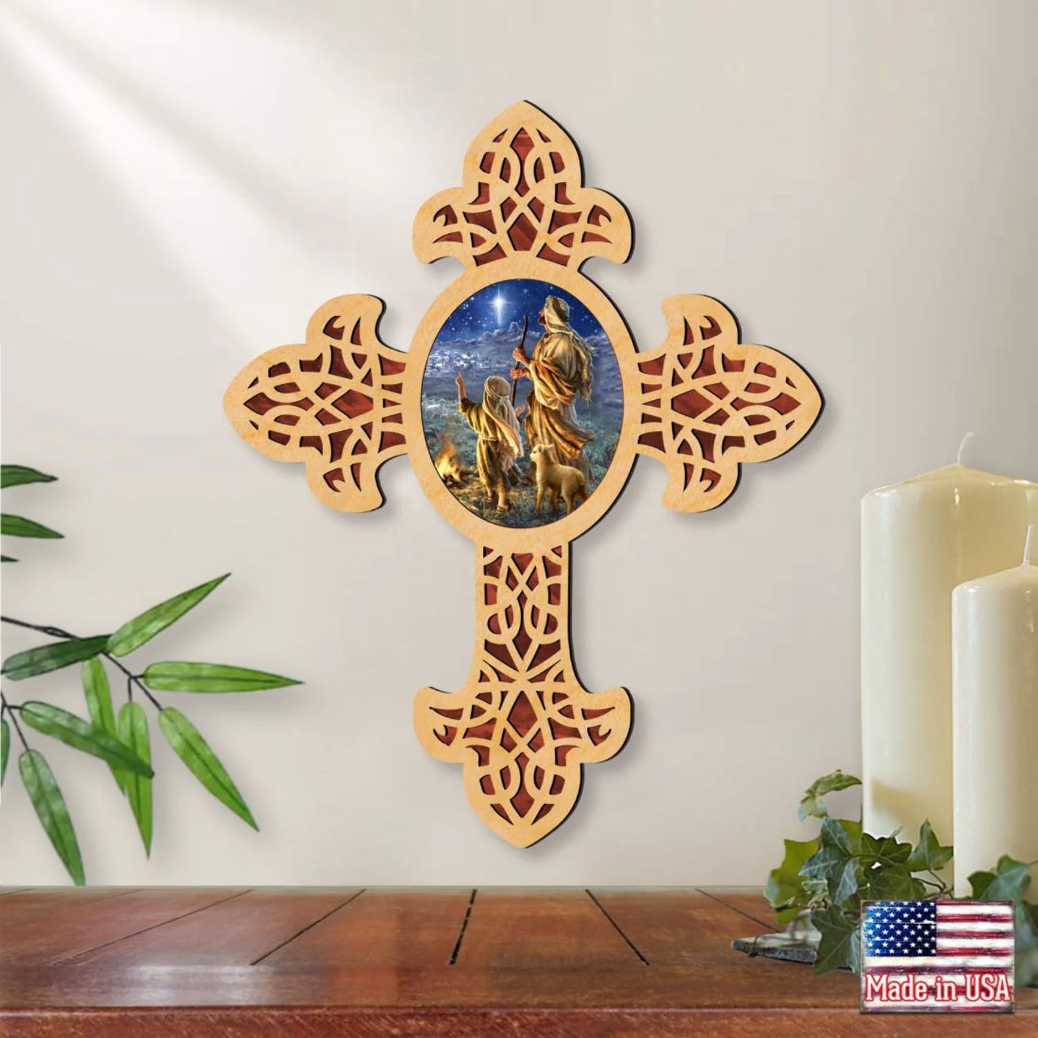 Starlight Shepherd Pointy Wooden Cross by D. Gelsinger | Inspirational ...