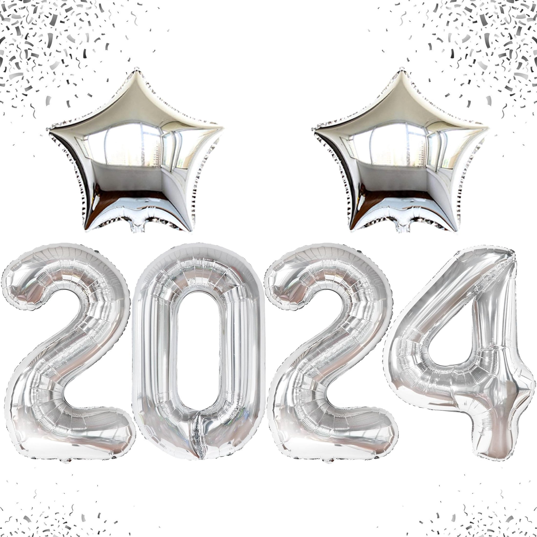 Starlight Silver 2024 Grad Balloons - 40" Number Balloons Set for Class ...