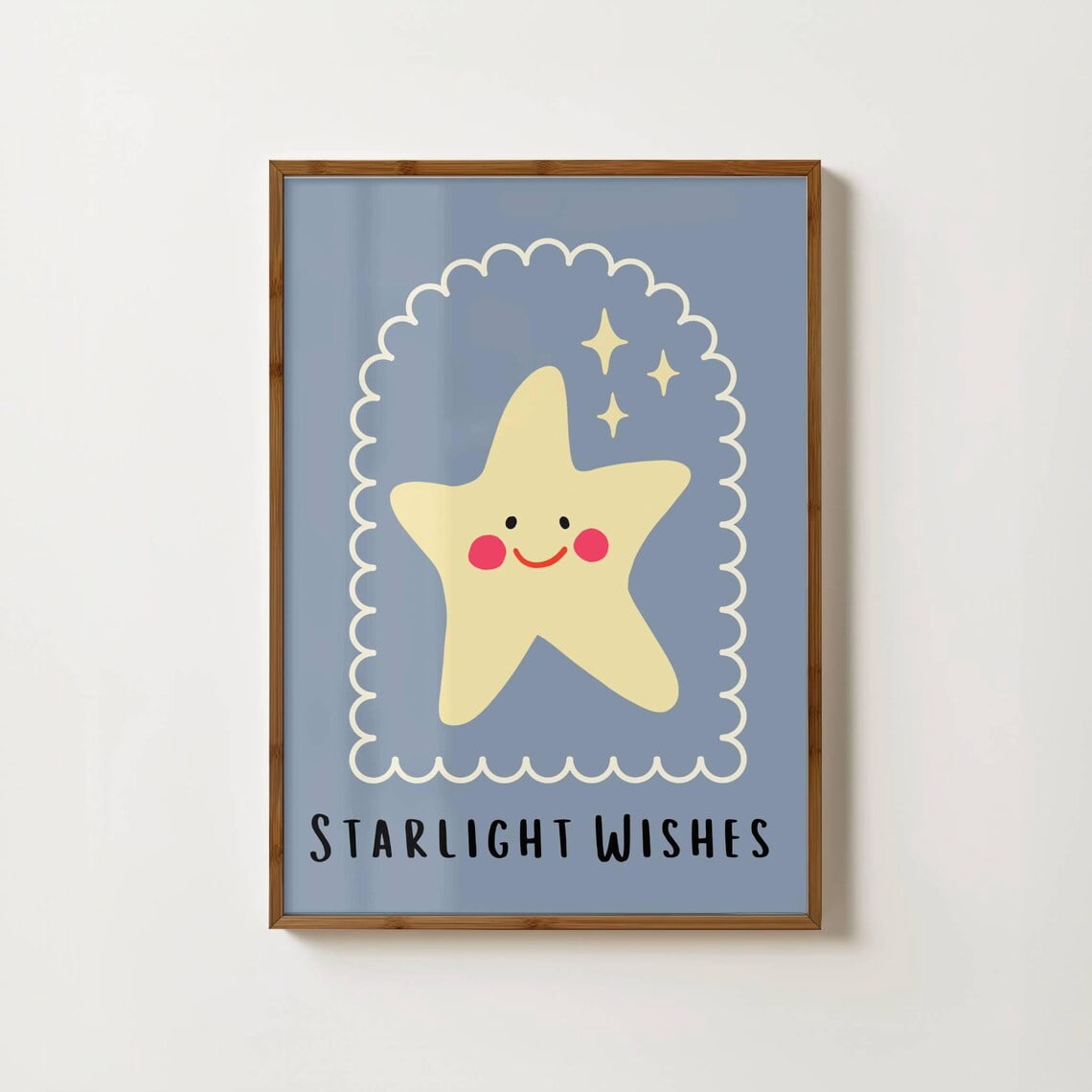 Starlight Wishes Print Trendy Nursery Art Moon Stars Nursery Decor Blue ...