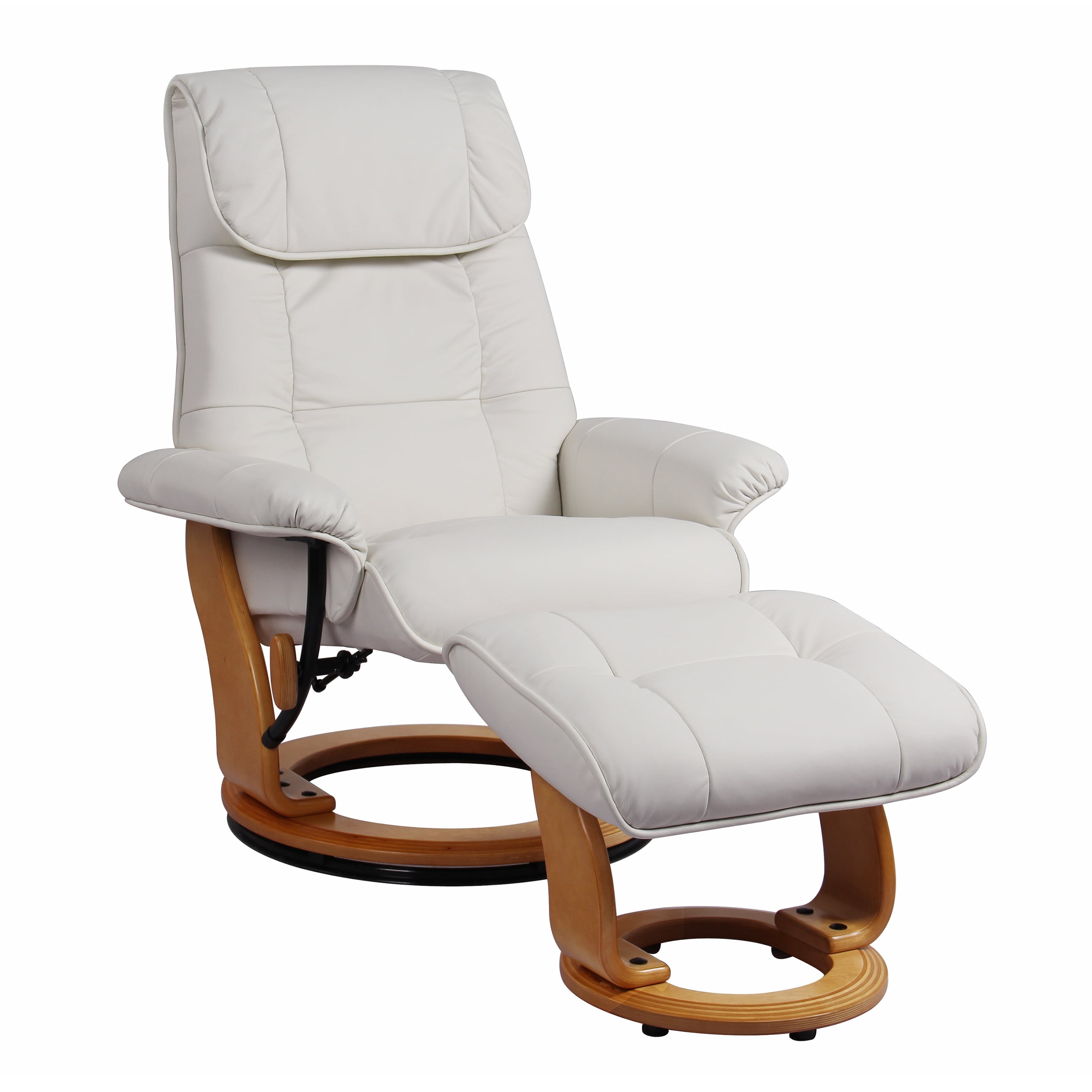 Starline Designs Ventura Swivel Recliner Chair And Ottoman In White ...