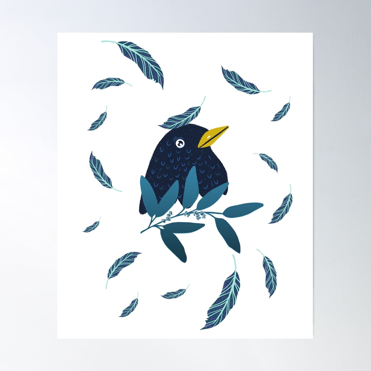 Starling And Trush Birds/ Feathers / Beries/Oak Tree/Seeds- Pattern ...