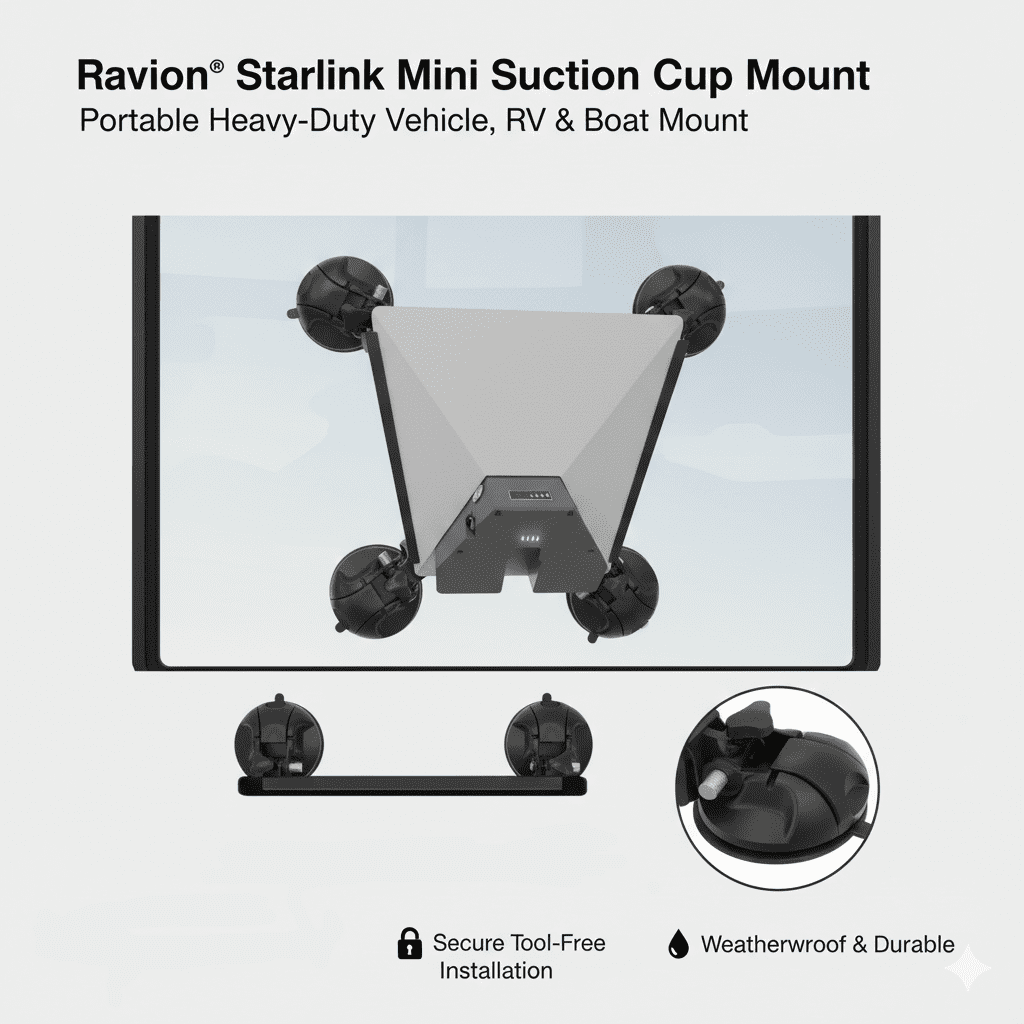 Starlink Mini Suction Cup Mount by Ravion® – Portable Heavy-Duty ...