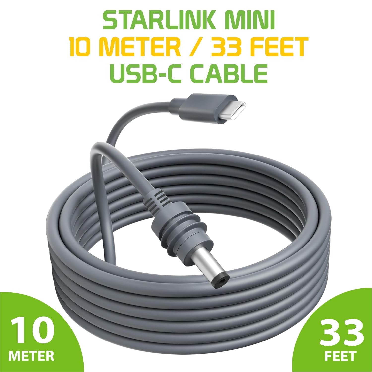 Starlink Mini USB-C to DC Power Cable Cord / 10-Meter / 33-Feet 100W ...