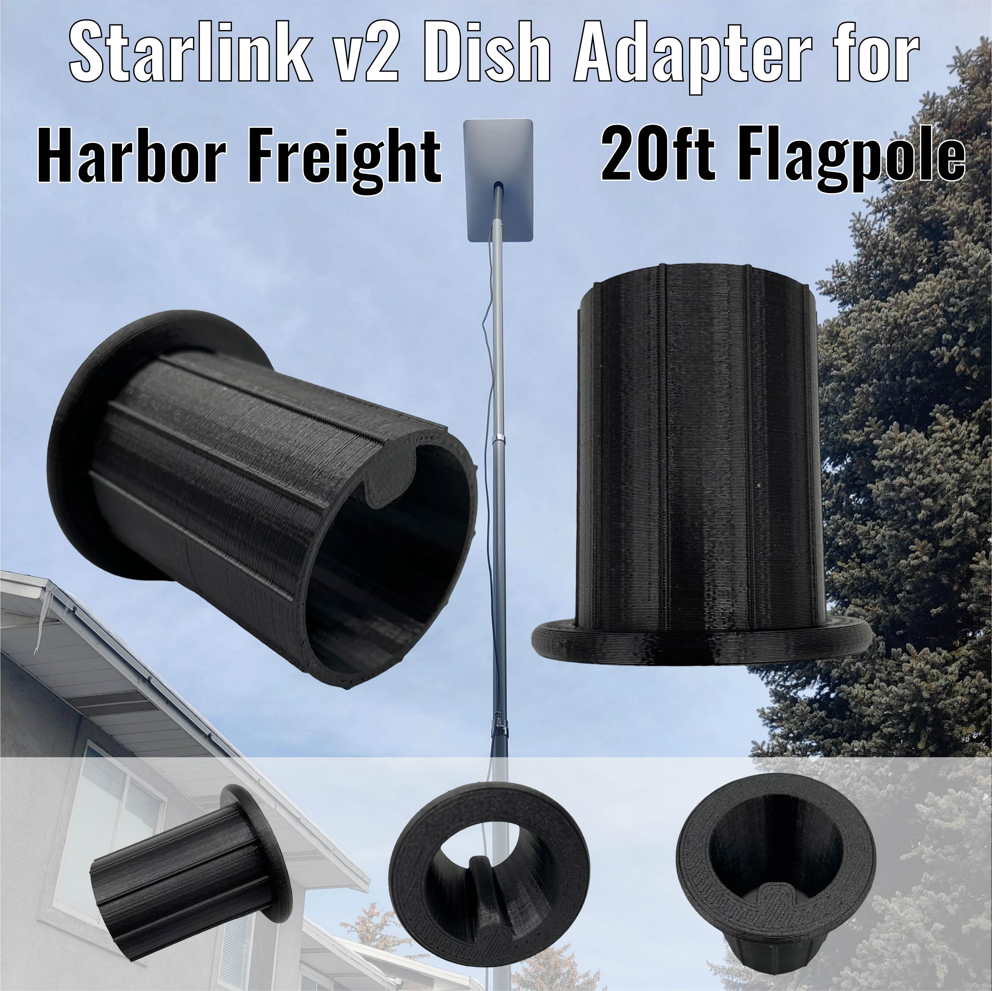 Starlink v2 Dish Adapter for Harbor Freight 20ft Flagpole - Walmart.com