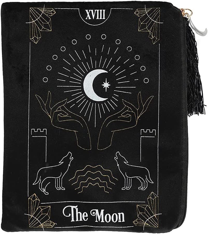 The Moon Tarot Card Crystals Zippered Bag Handbag Tassel and Crescent ...
