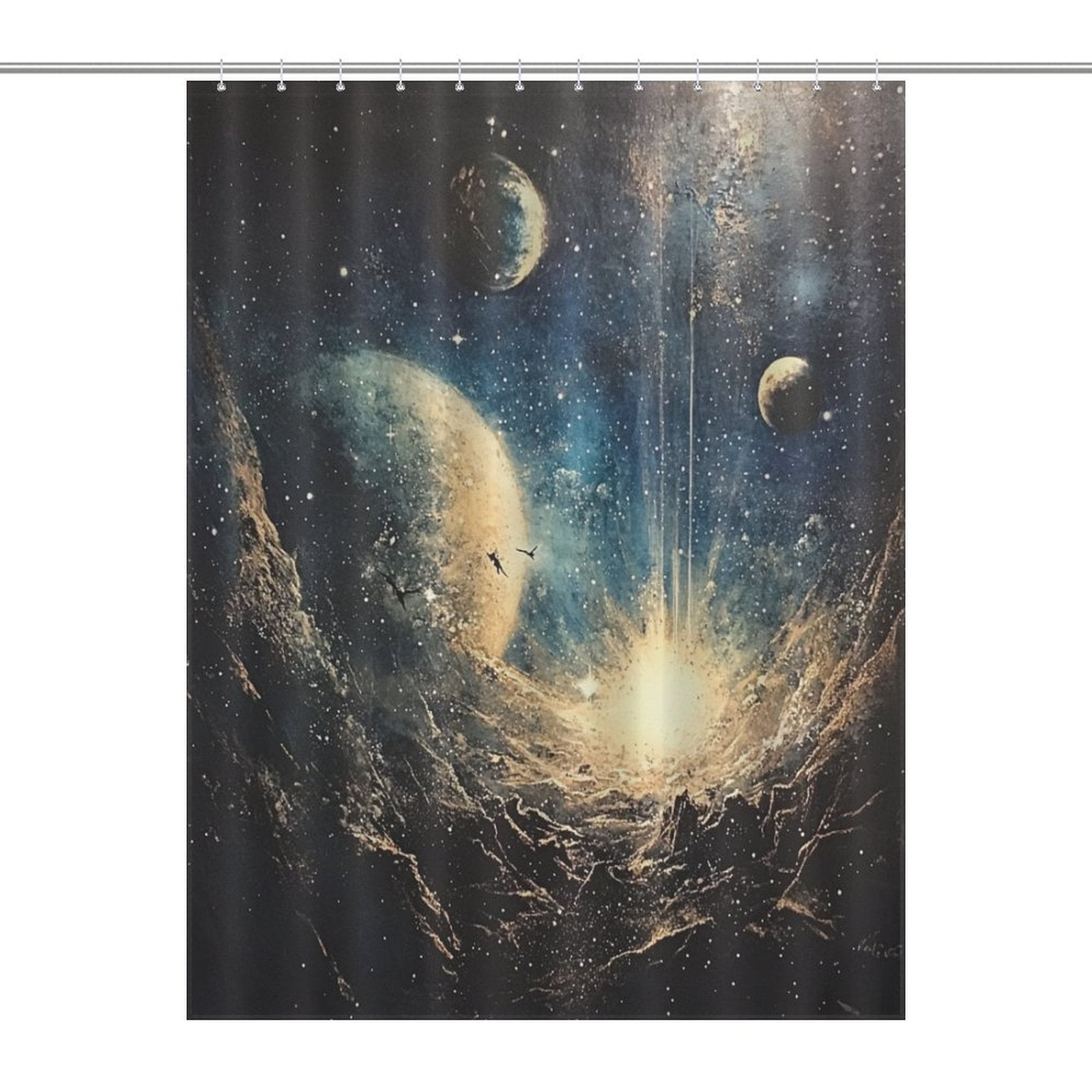 Starlit Sky Cloth Fabric Bathroom Decor Set with Hooks - Walmart.com