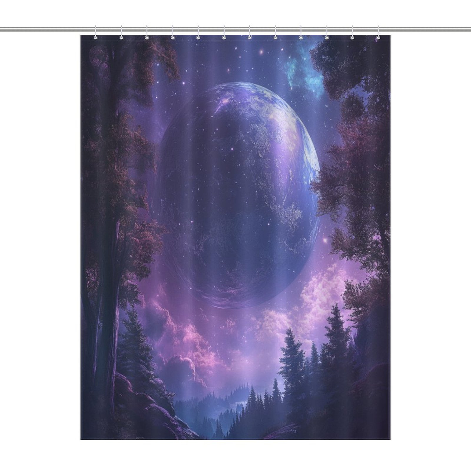 Starlit Sky Cloth Fabric Bathroom Decor Set with Hooks - Walmart.com
