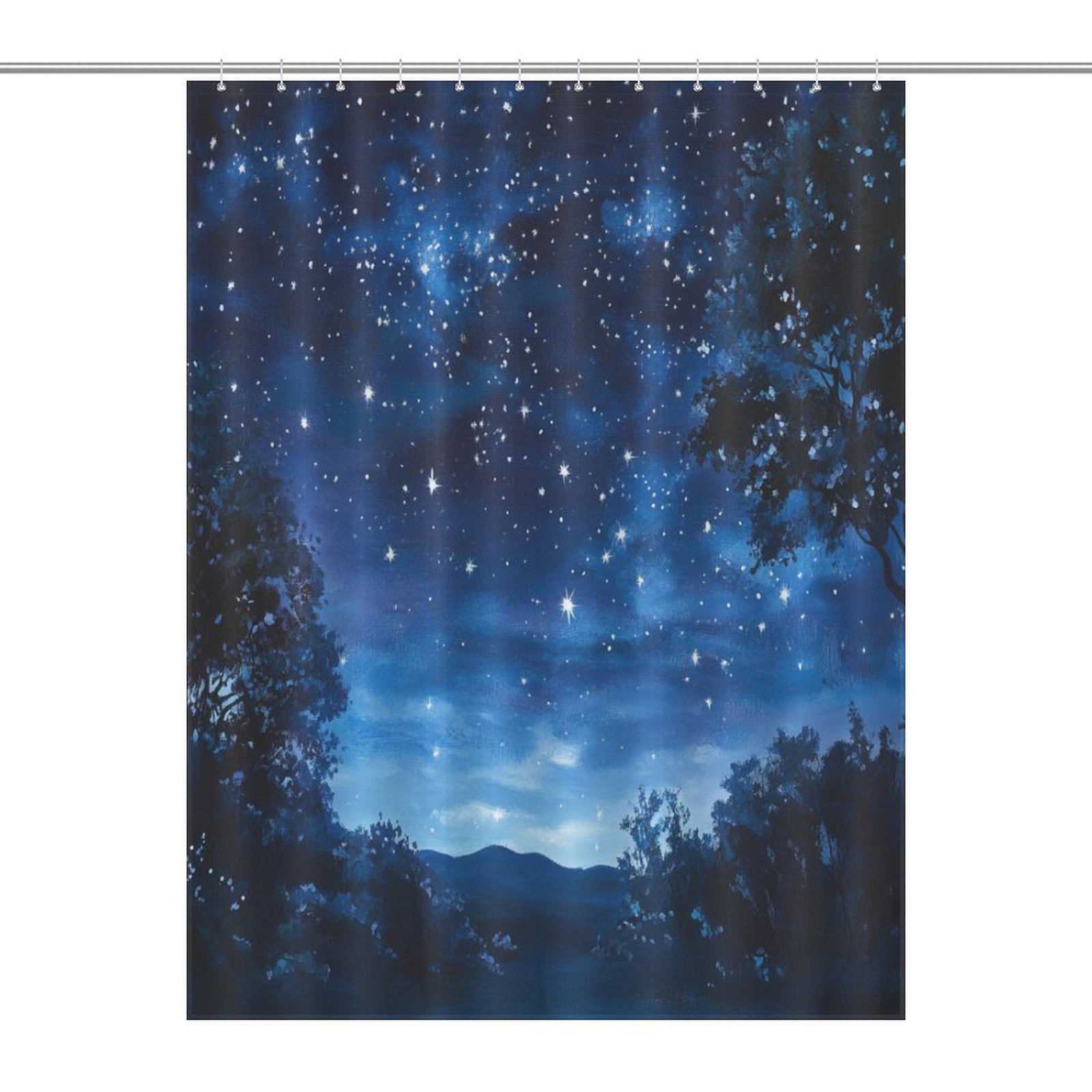 Starlit Sky Cloth Fabric Bathroom Decor Set with Hooks - Walmart.com