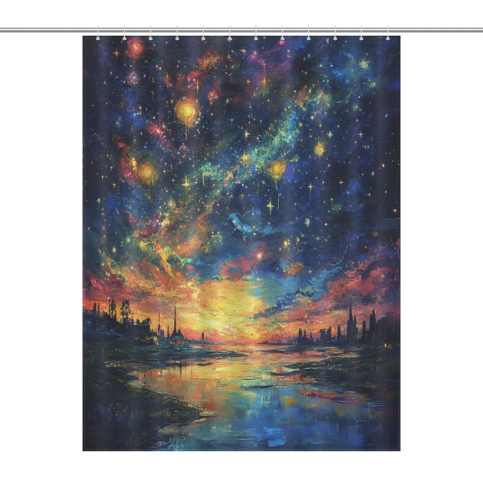 Starlit Sky Cloth Fabric Bathroom Decor Set with Hooks - Walmart.com