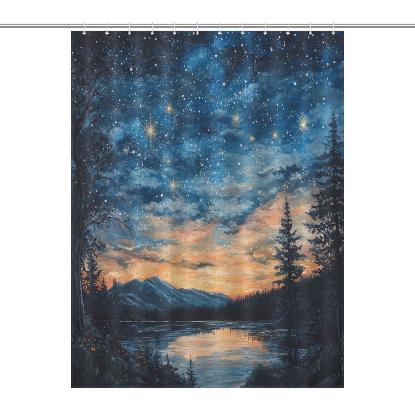 Starlit Sky Cloth Fabric Bathroom Decor Set with Hooks - Walmart.com