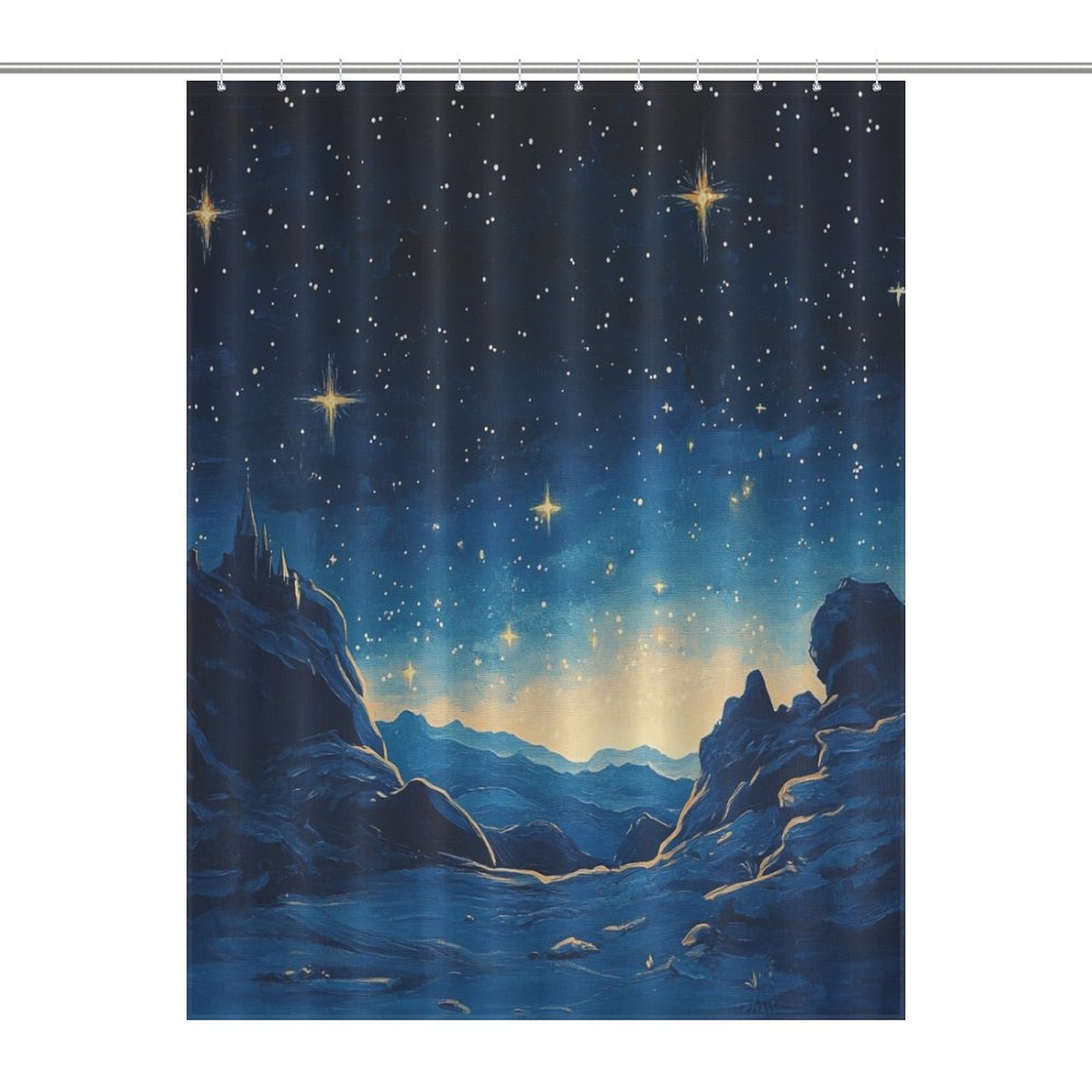 Starlit Sky Cloth Fabric Bathroom Decor Set with Hooks - Walmart.com