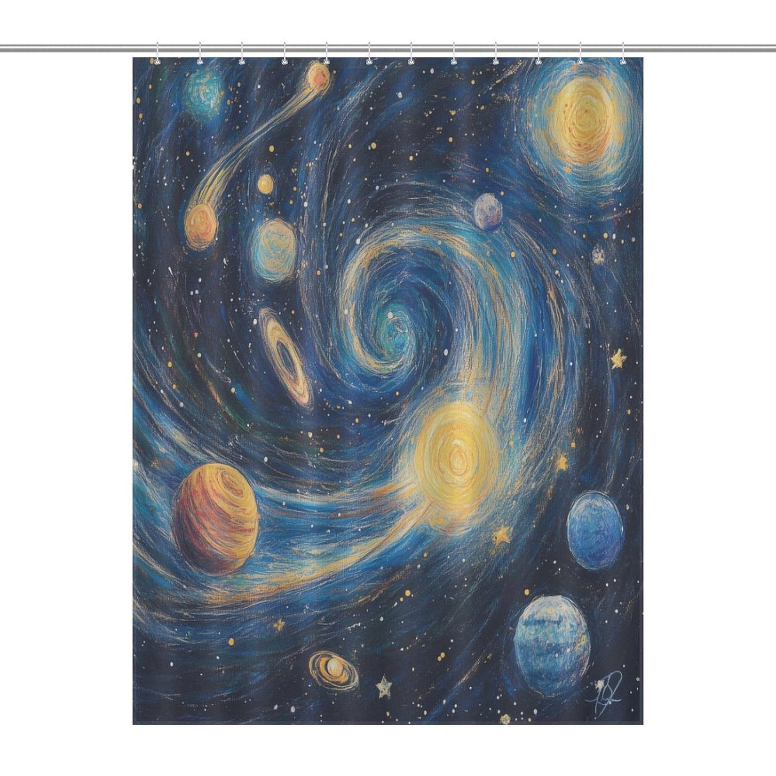Starlit Sky Cloth Fabric Bathroom Decor Set with Hooks - Walmart.com