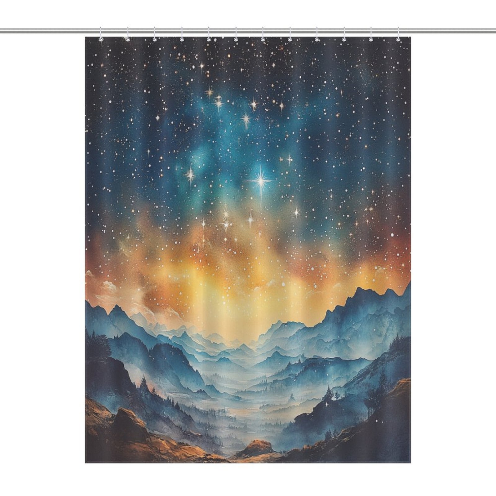 Starlit Sky Cloth Fabric Bathroom Decor Set with Hooks - Walmart.com