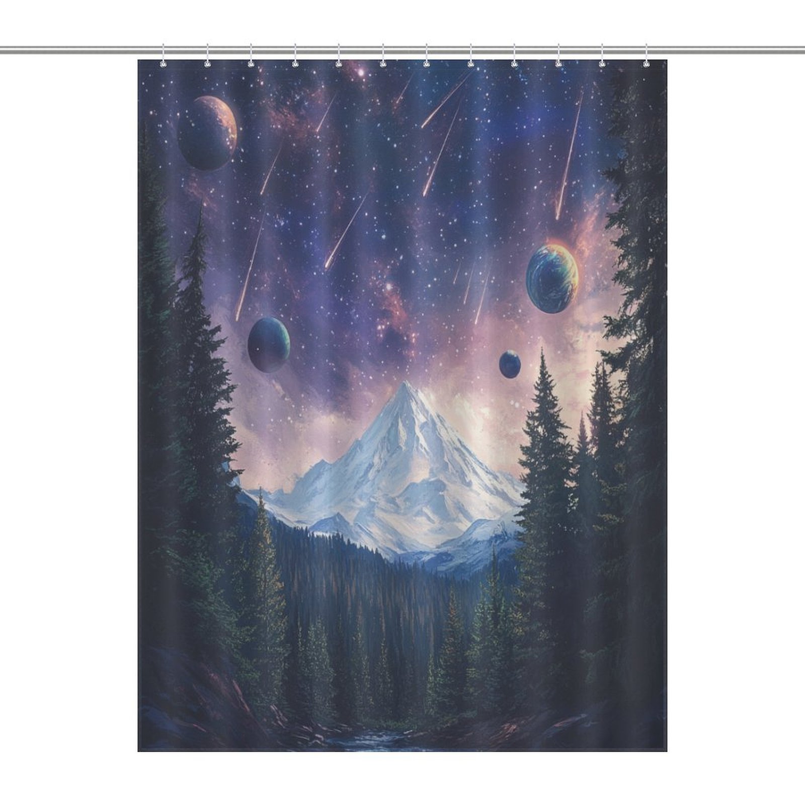 Starlit Sky Cloth Fabric Bathroom Decor Set with Hooks - Walmart.com
