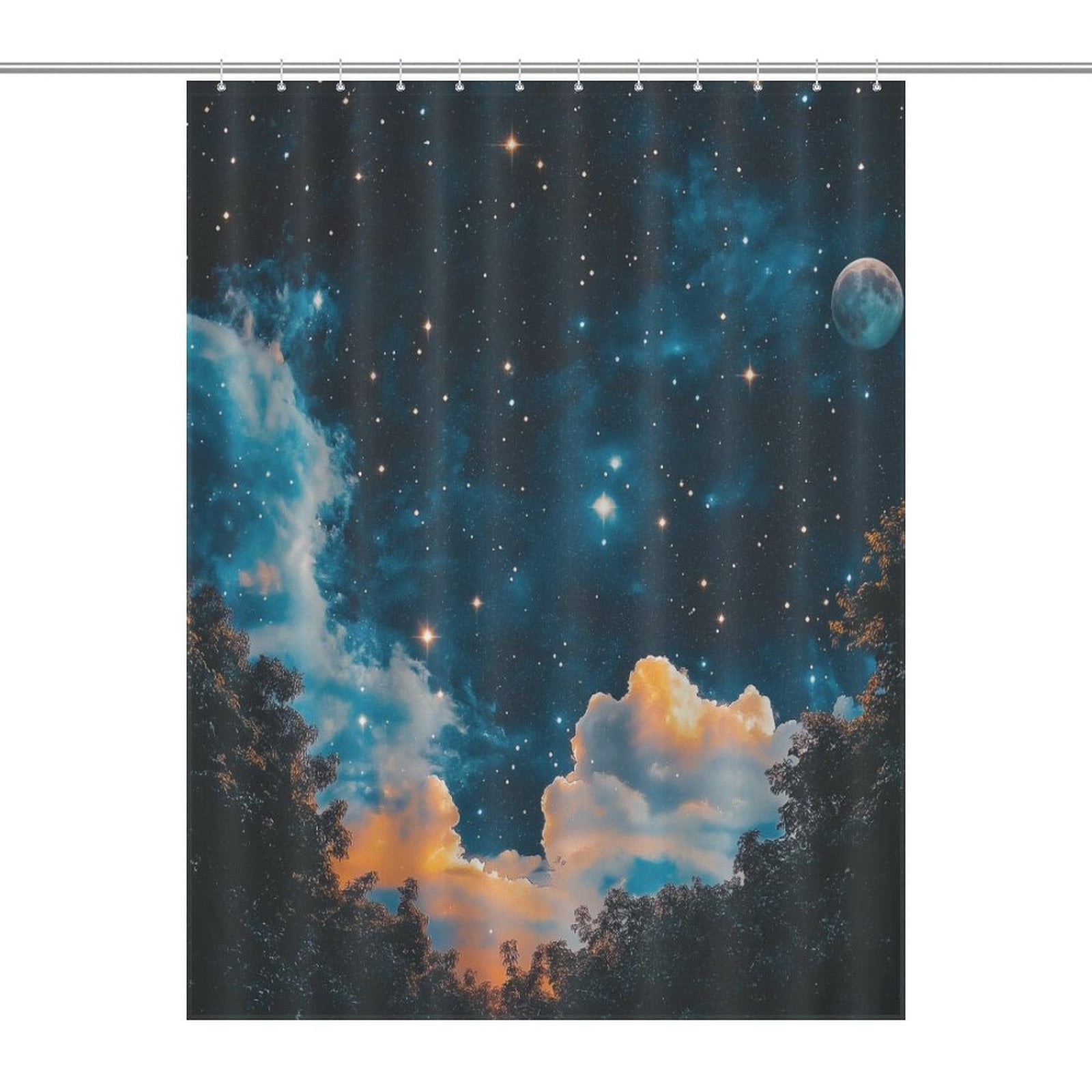 Starlit Sky Cloth Fabric Bathroom Decor Set with Hooks - Walmart.com
